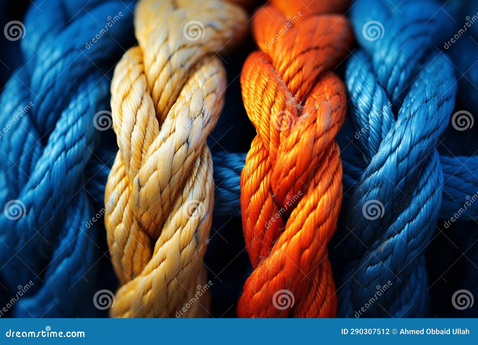 Orange and Blue Rope Tied Around Another. Generative by Ai Stock ...