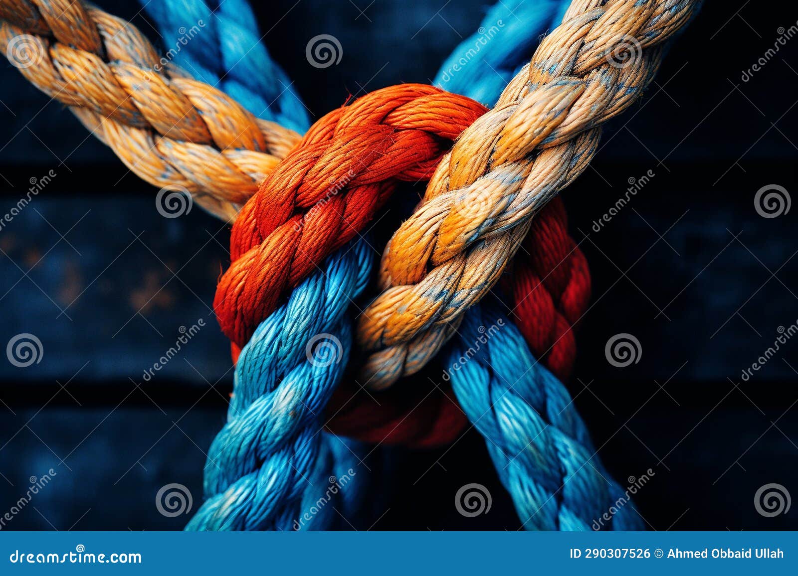 Orange and Blue Rope Tied Around Another. Generative by Ai Stock ...