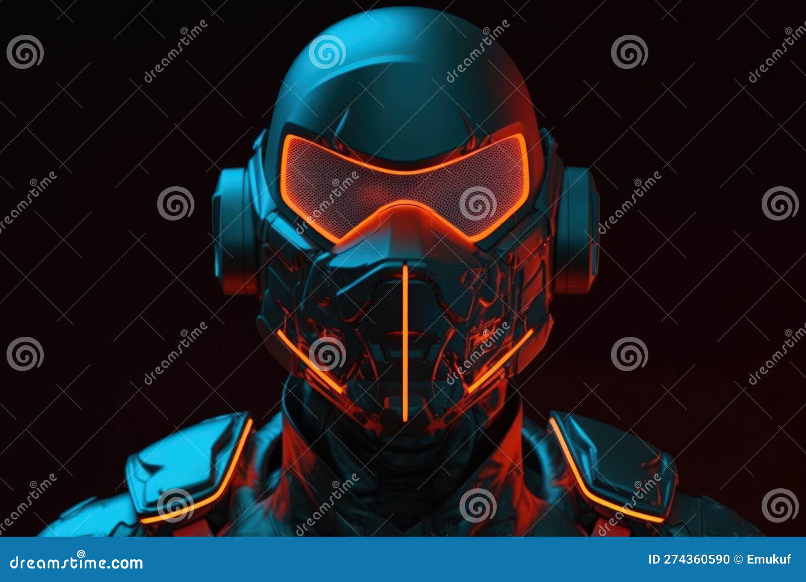 Orange Blue Sci-fi Futuristic Robot Head Generative Ai Stock ...