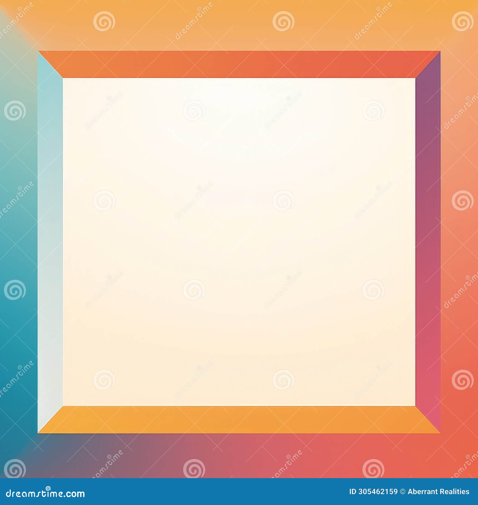 An Orange and Blue Square Frame on a White Background Stock ...