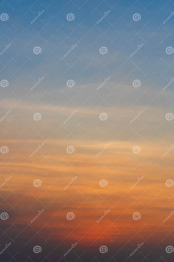 Orange and Blue Sunset Sky Gradient, Copy Space Background. Stock Image ...