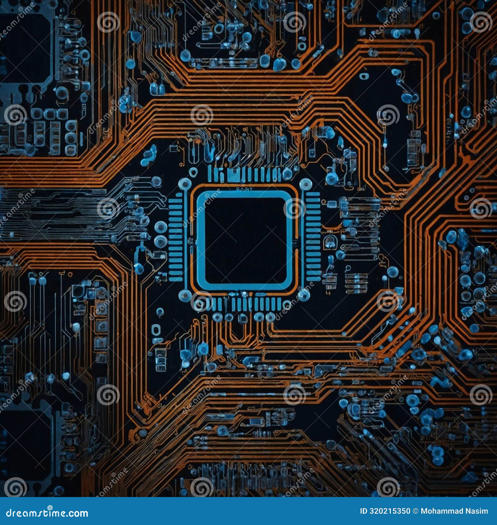 Orange and Blue Technology Background Circuit Board Stock Illustration ...