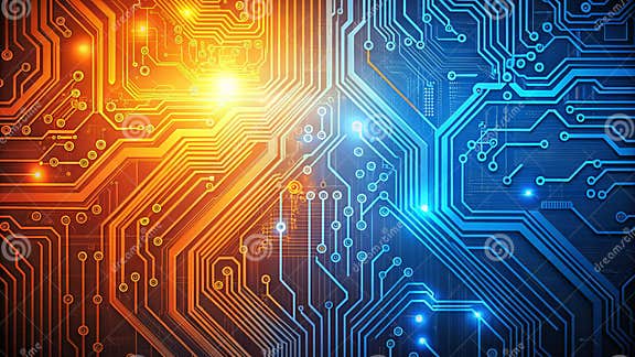Orange and Blue Technology Background Circuit Board and Code. Stock ...