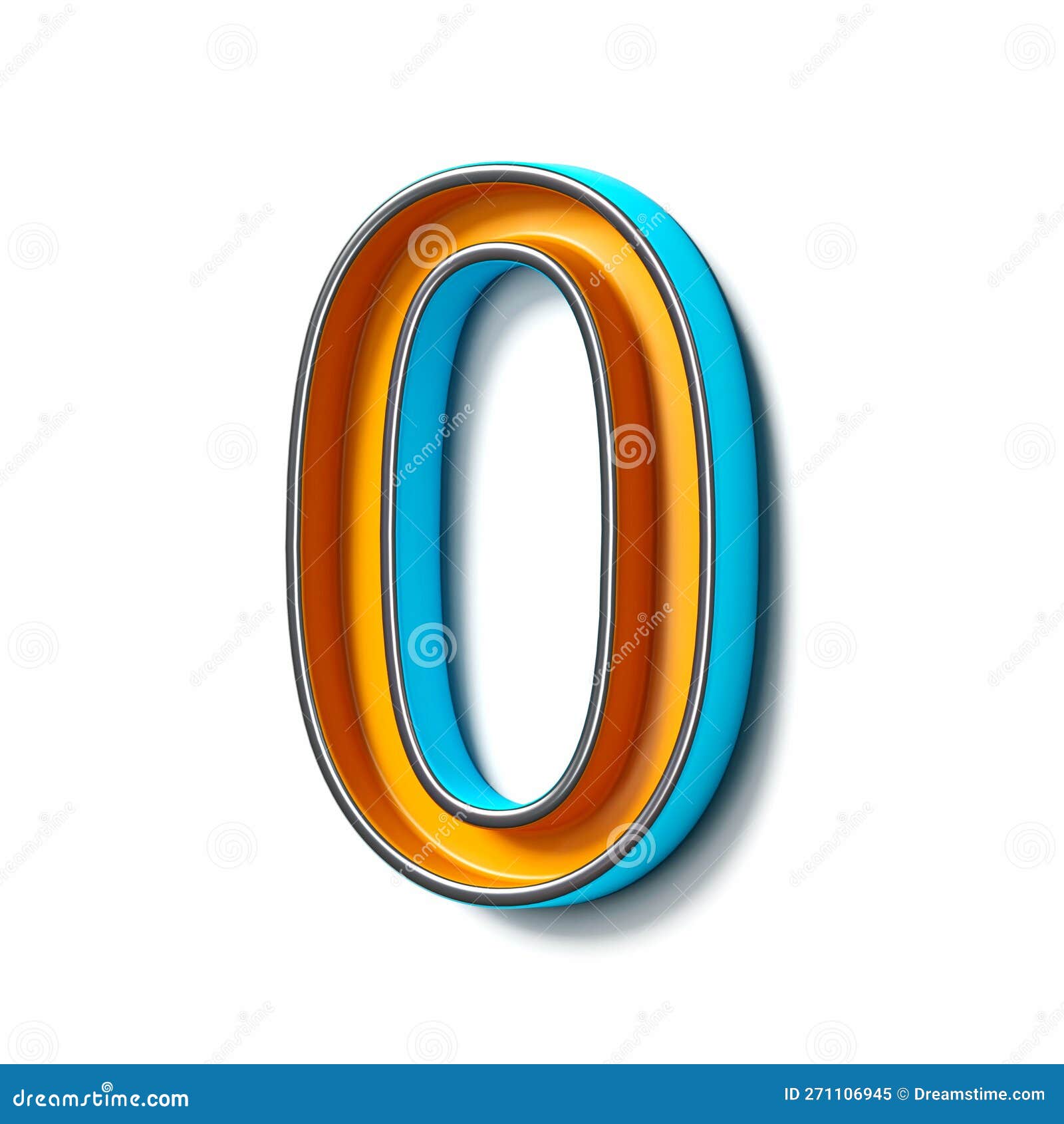 Orange Blue Thin Metal Font Number 0 ZERO 3D Stock Illustration ...