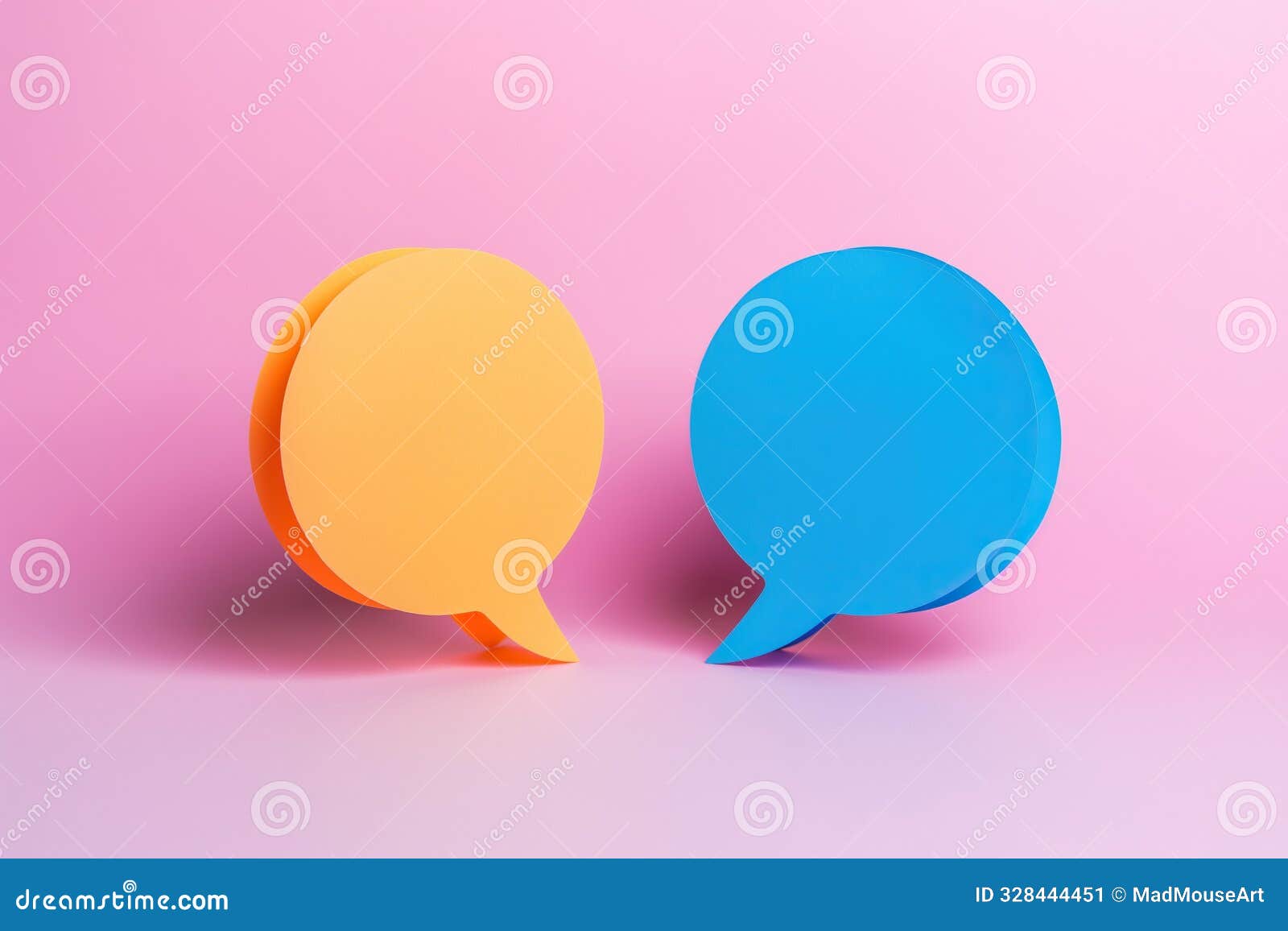 Orange and Blue Thought Cloud on Pink Background. Communication Concept ...
