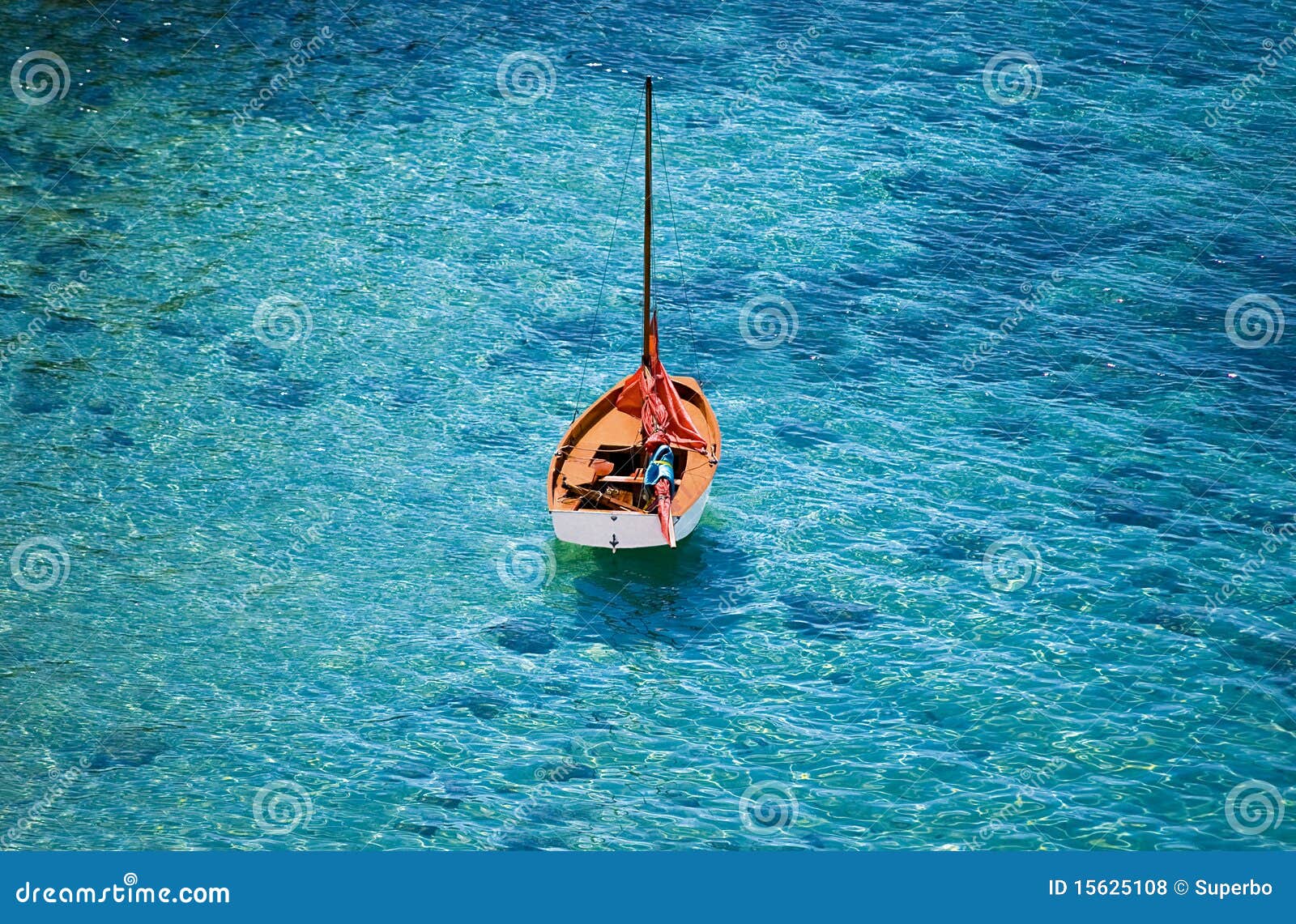Orange boat on the sea stock photo. Image of plane, morning - 15625108