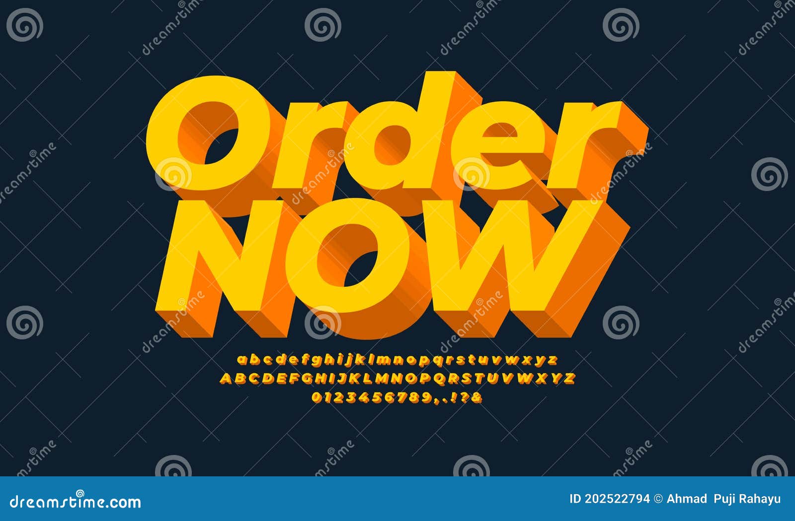 Orange Bold 3d Font Effect or Text Styles Design Stock Vector ...