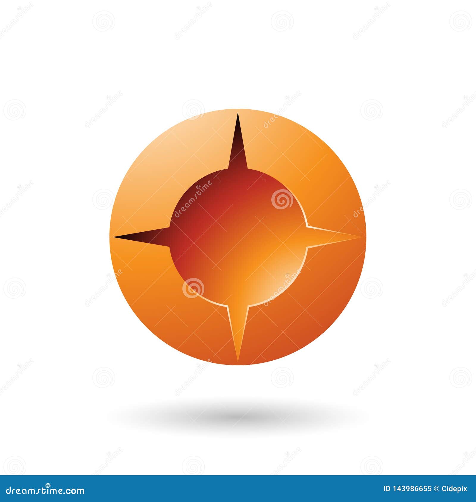 Orange and Bold Shaded Round Icon Vector Illustration Stock Vector ...