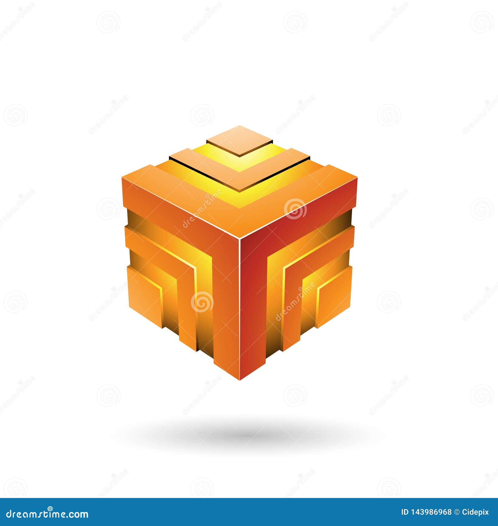 Orange Bold Striped Cube Vector Illustration Stock Vector ...