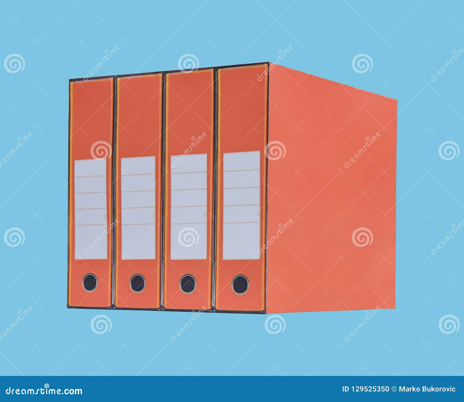 Orange Bookkeeping Administration Folder and Paper Work on Blue Stock ...