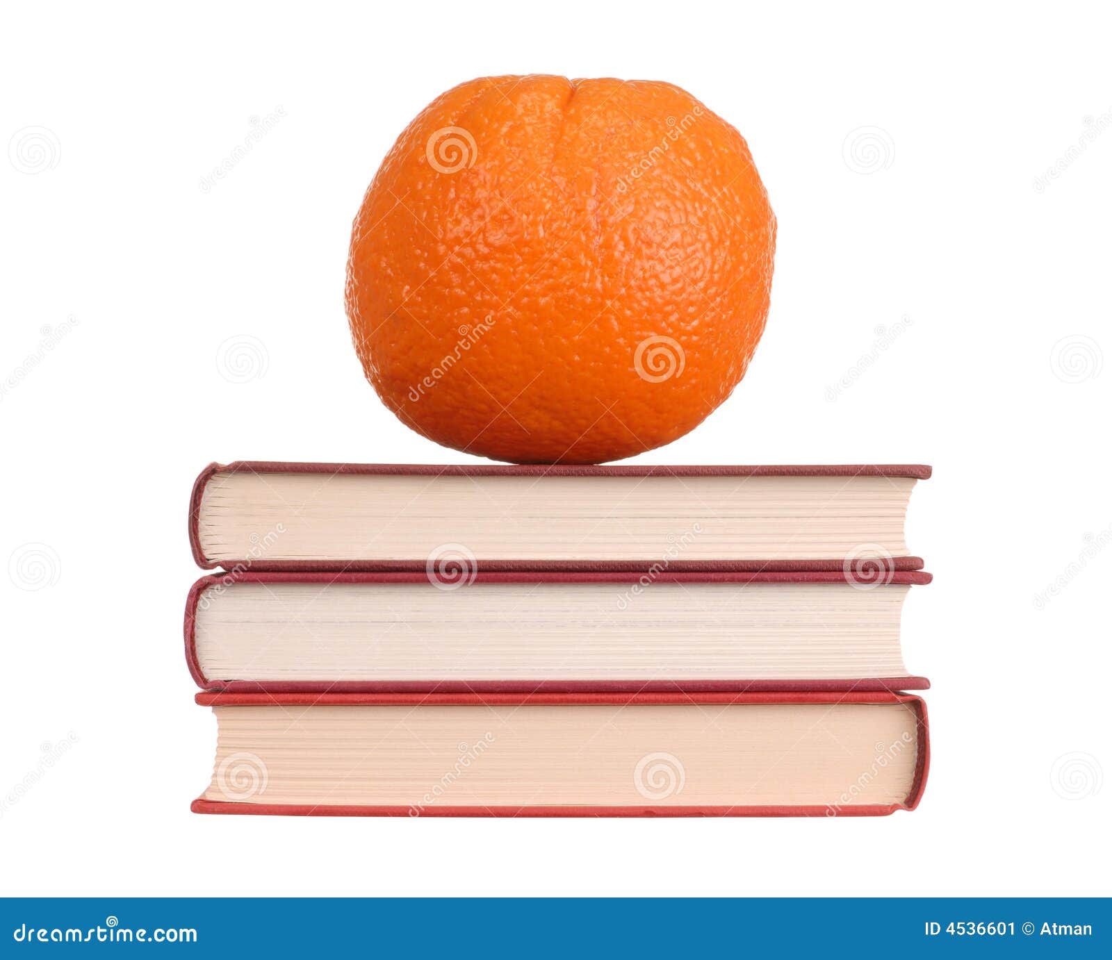 Orange on Books stock image. Image of school, fruit, eating - 4536601