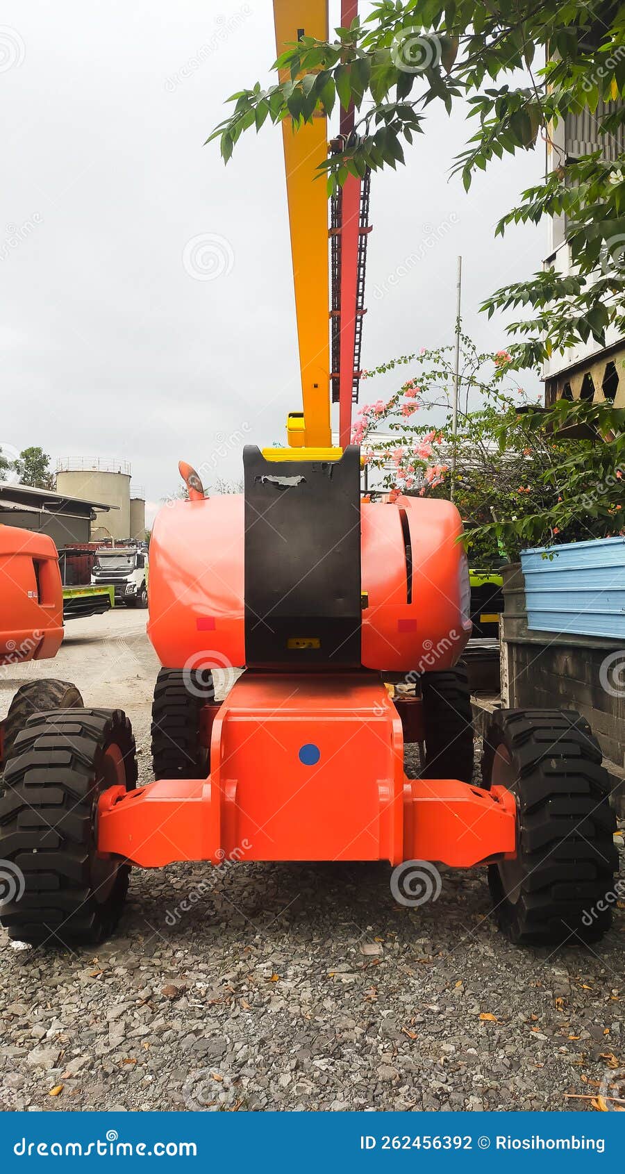 Orange Boom Lift 24 Meters Articulate Front View Stock Photo - Image of ...