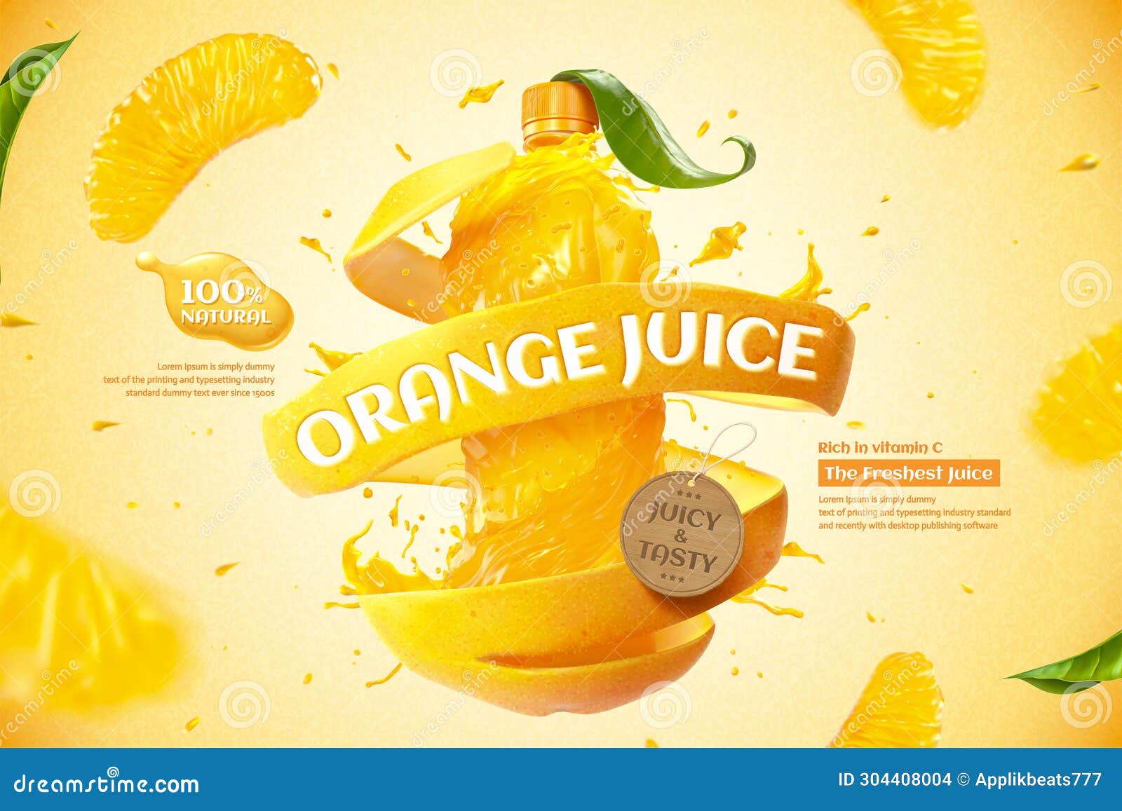 Orange bottle juice ads stock illustration. Illustration of peel ...