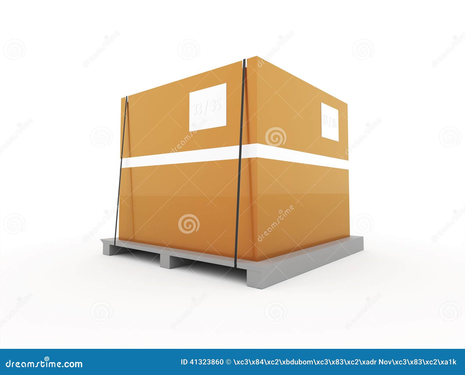 Orange Box with Palette Rendered Isolated Stock Illustration ...