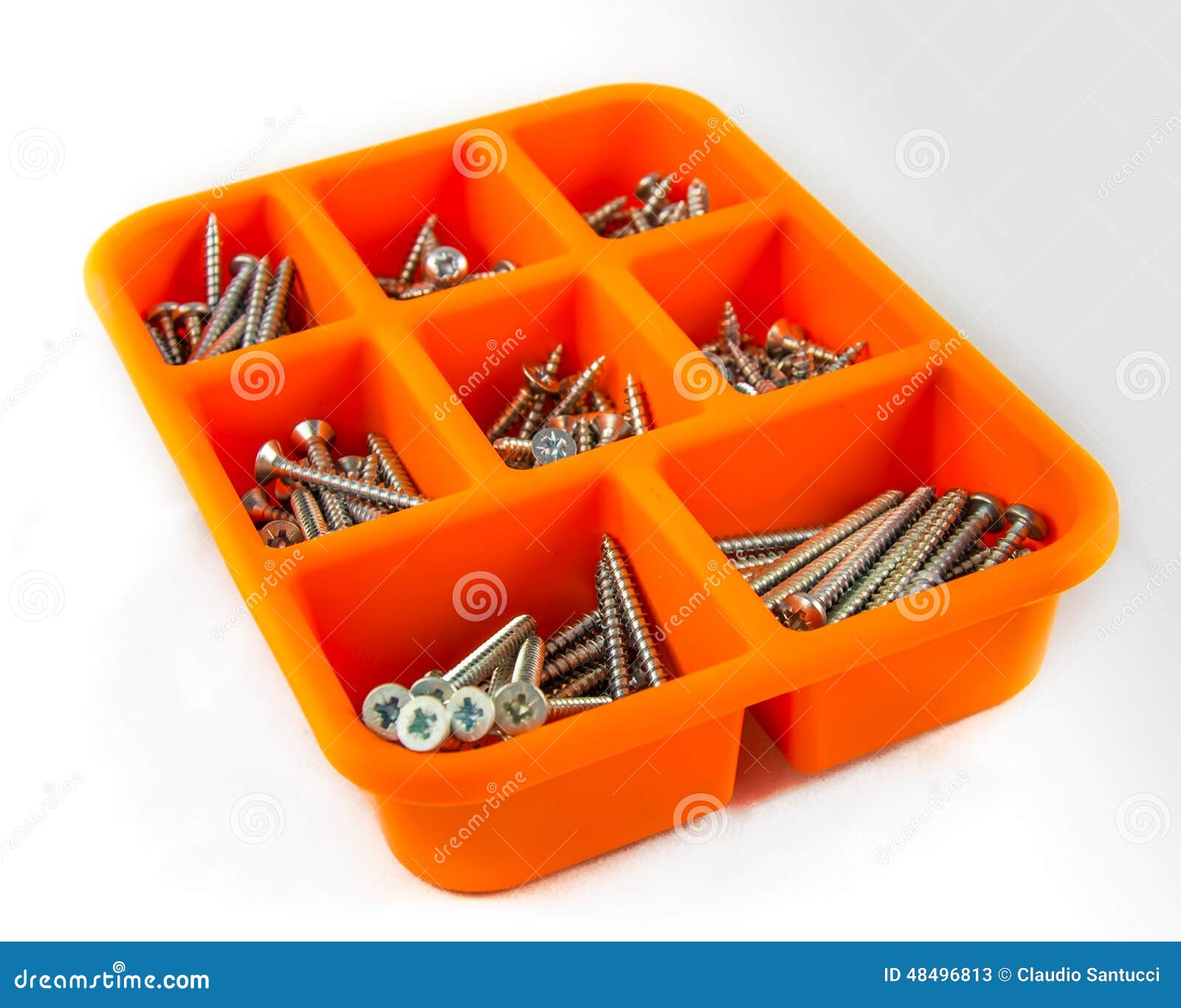 Orange Box of Screws on White Background 02 Stock Image - Image of ...
