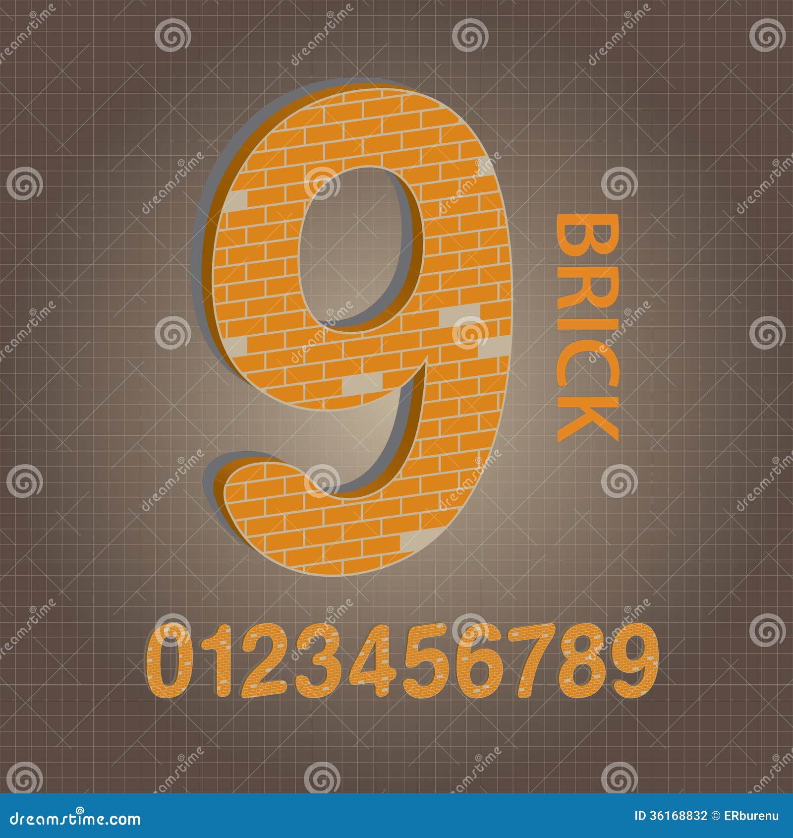 Orange Brick Numbers Vector Stock Vector - Illustration of brickwork ...