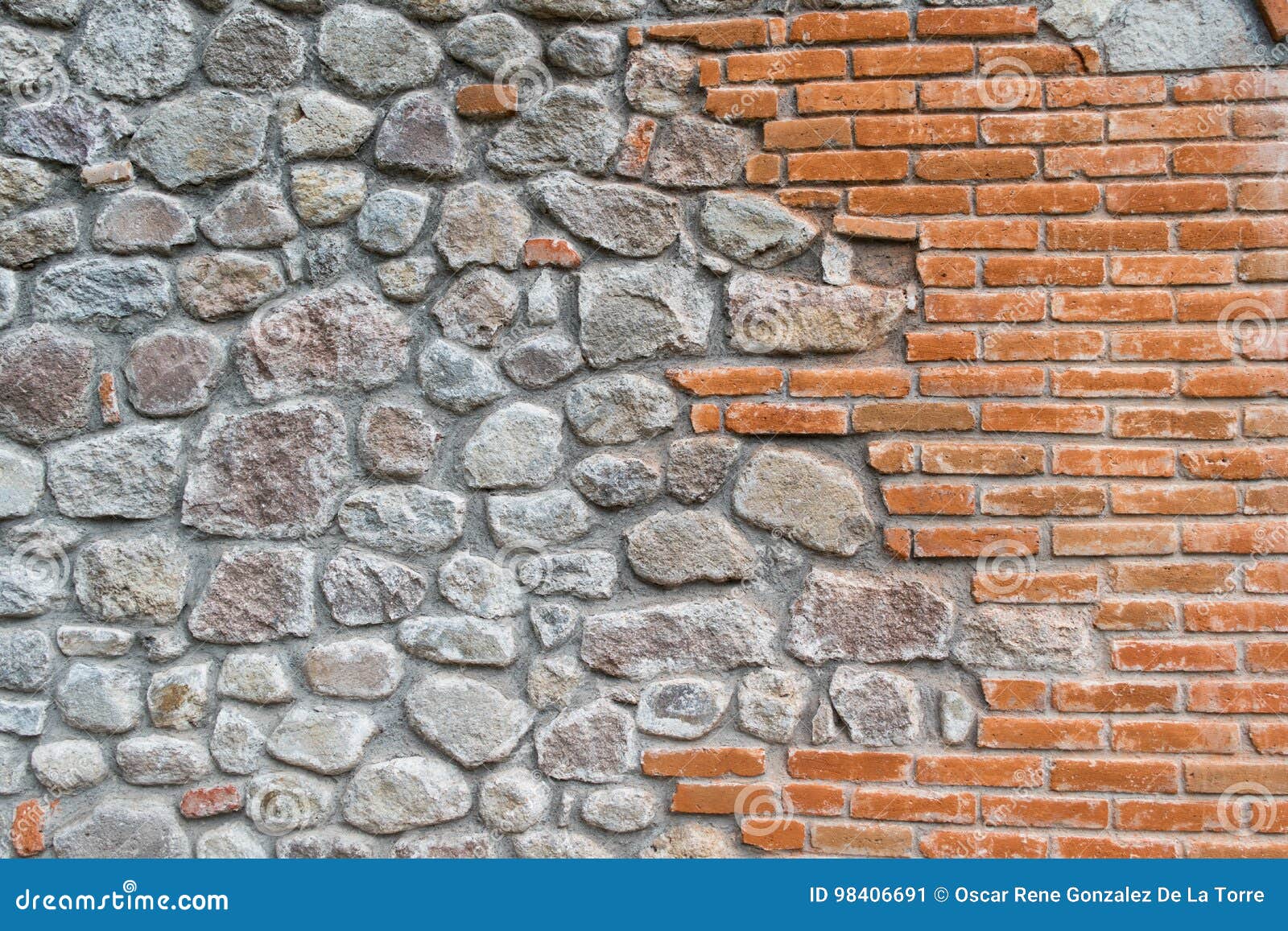 Orange Brick and Stones in Wall Stock Image - Image of dirty, design ...