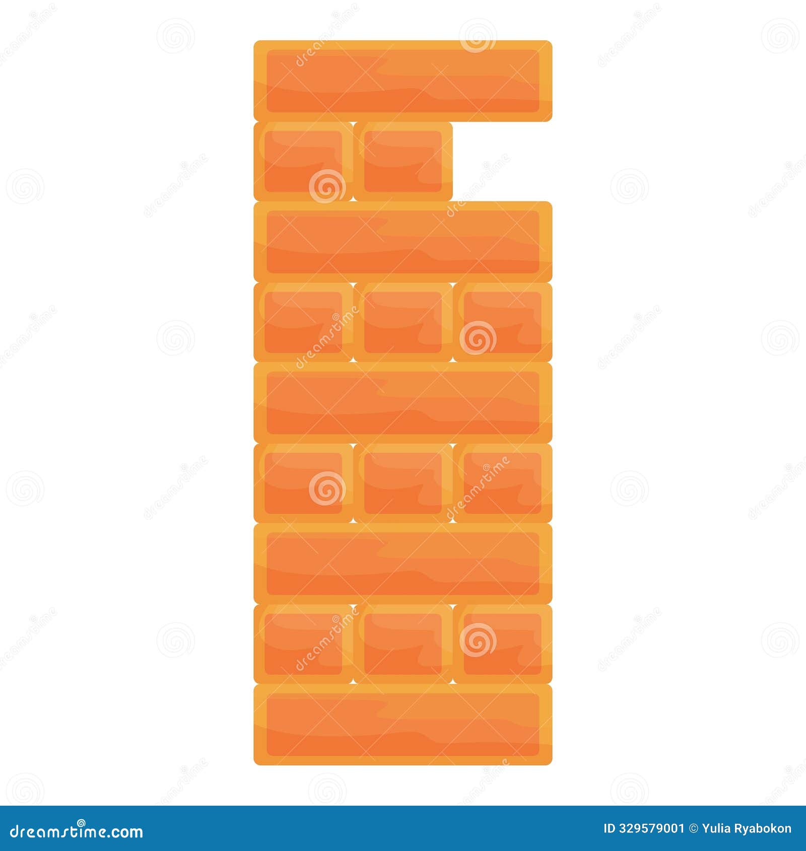 Orange Brick Wall Being Constructed with One Brick Missing Stock Vector ...