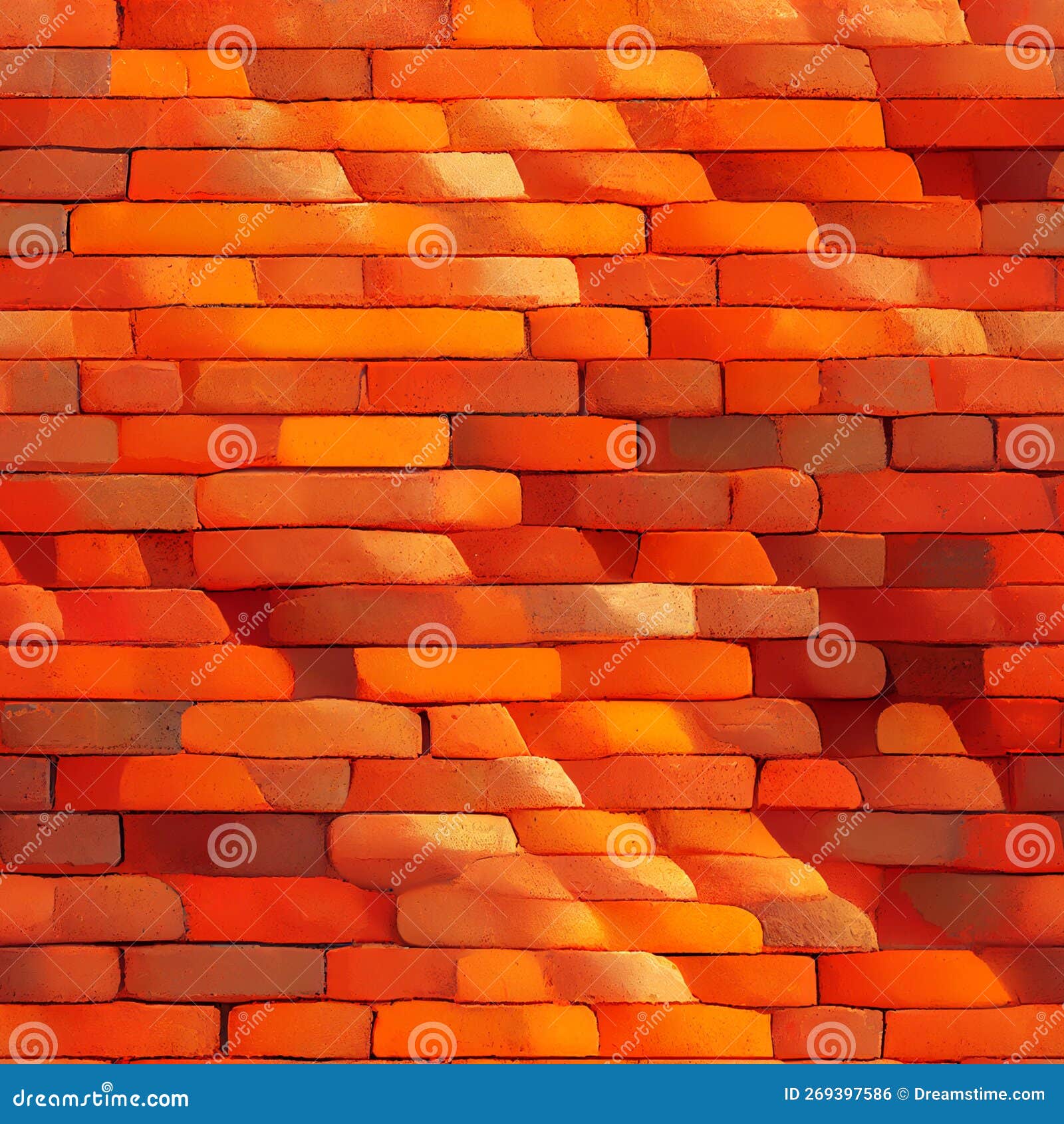 Orange Brick Wall Seamless Pattern Illustration. Generative AI Stock ...