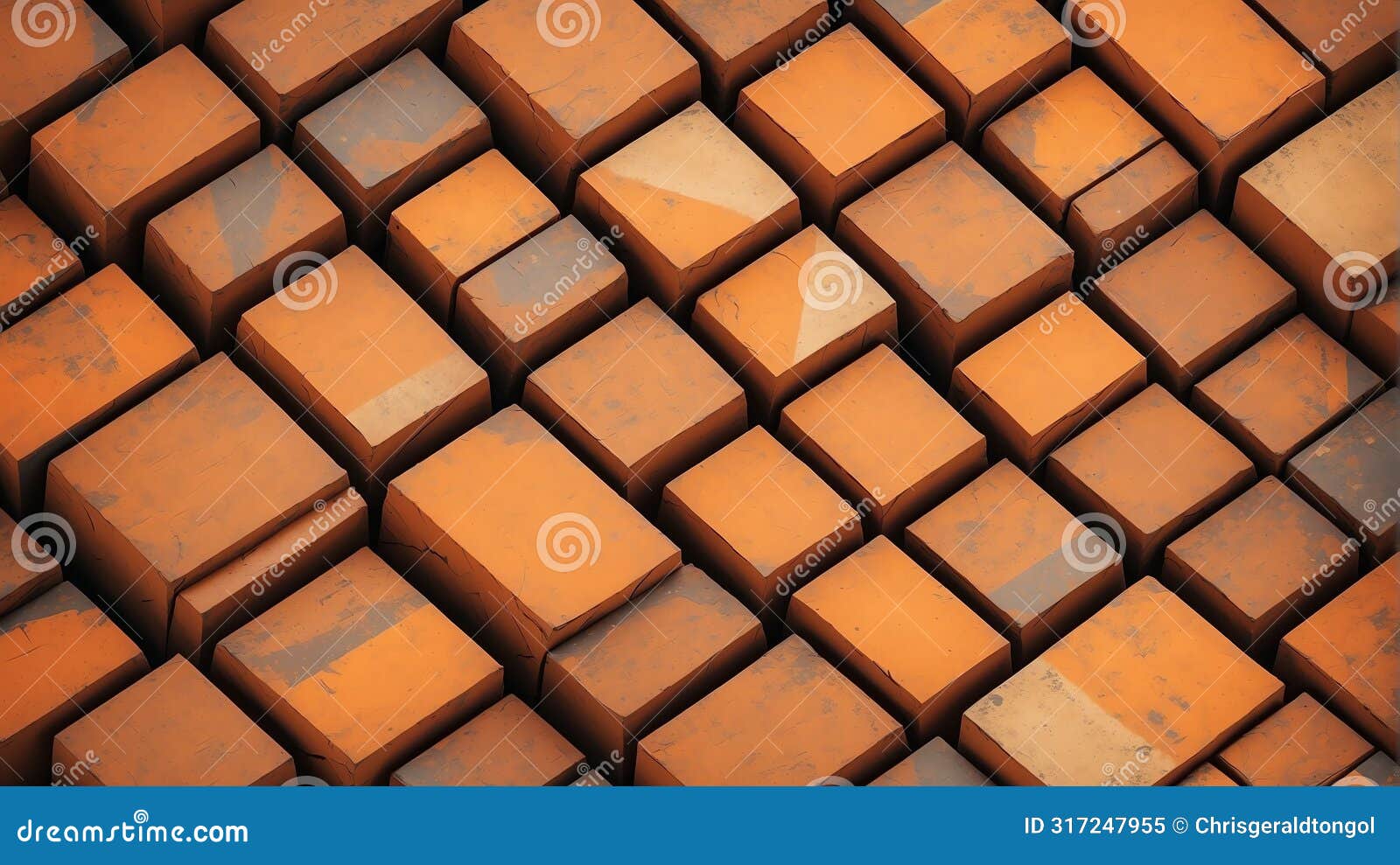 Orange Bricks Theme Vintage Striped Diagonal Lines and Blocks Pattern ...
