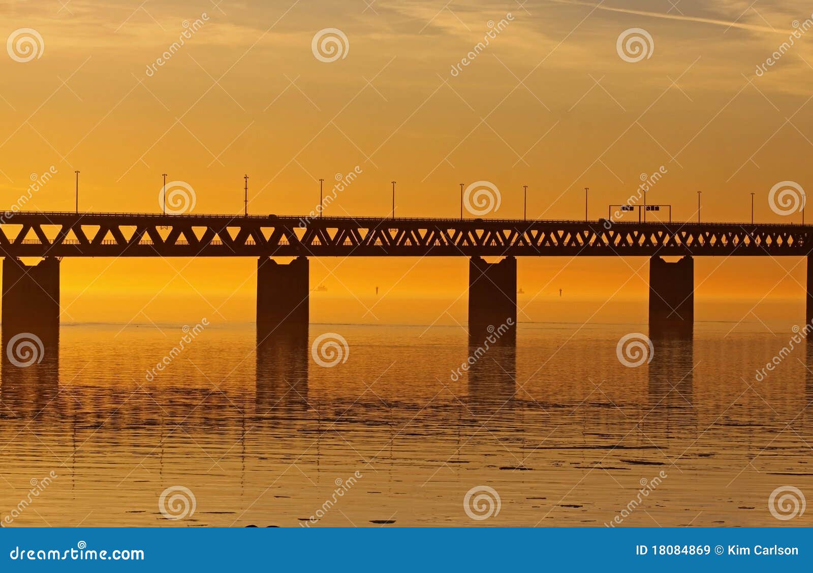 Orange Bridge or Golden Link Stock Image - Image of sunset, denmark ...