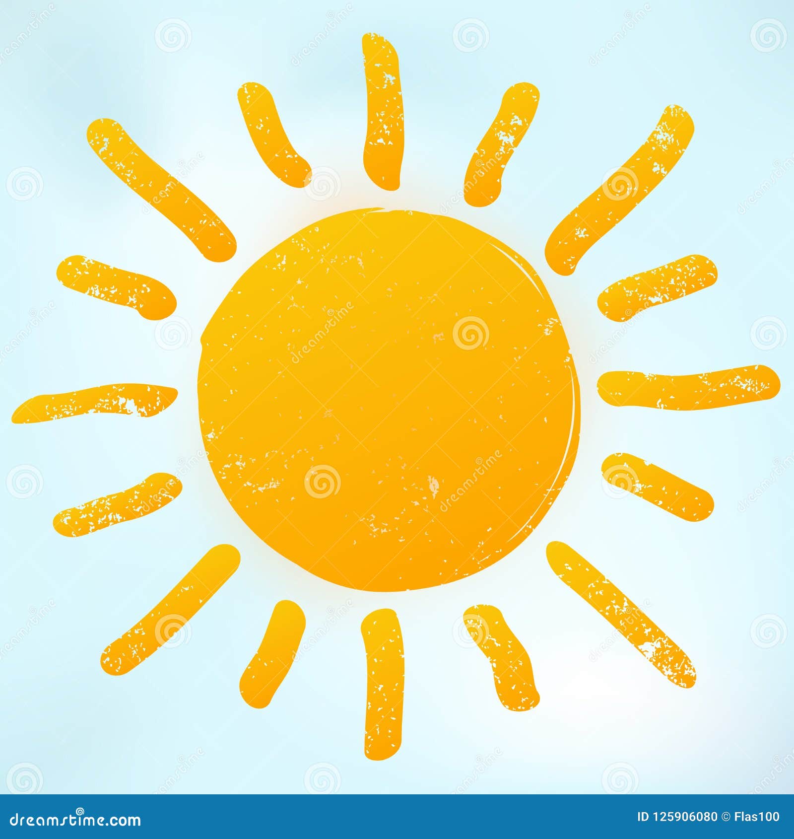 Orange Bright Sun Icon with Warm Rays. Sunlight Symbol is on Blue Sky ...