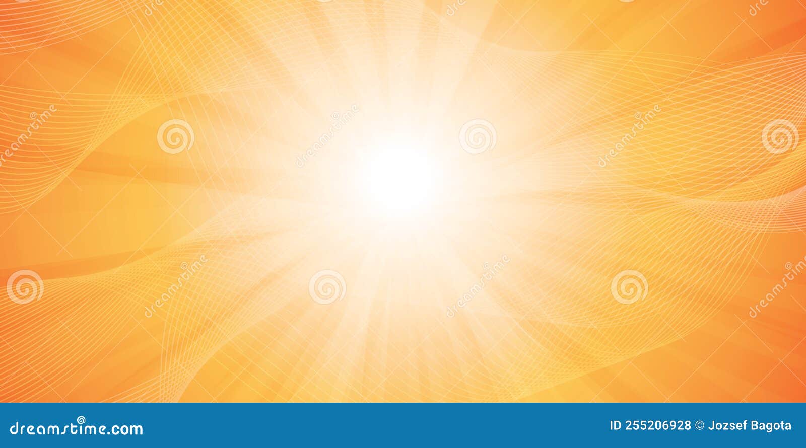 Orange Bright Sun Rays with Transparent 3D Wavy Grid Overlays - Multi ...