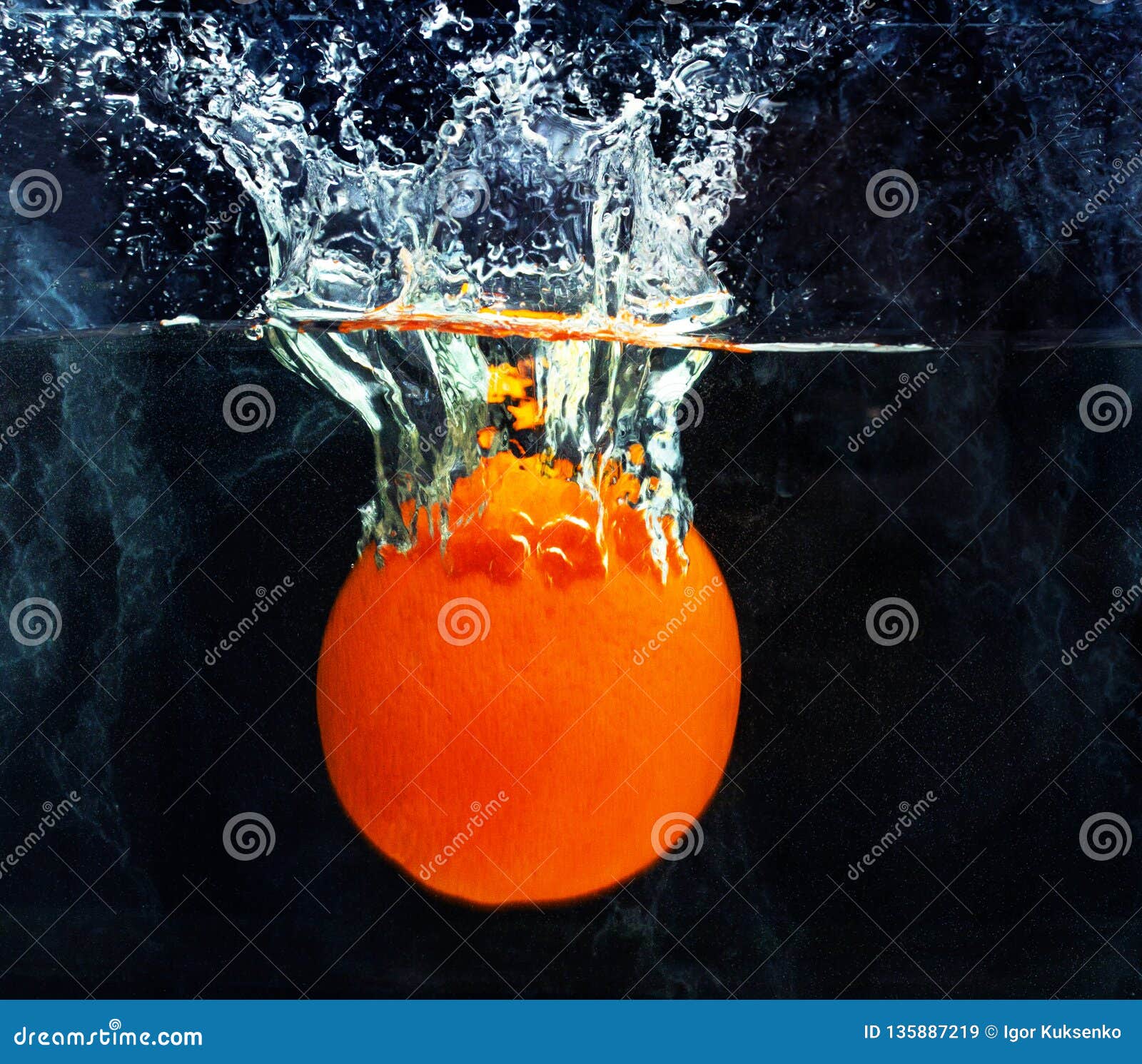 Orange Bright Tasty Juicy Orange Falling into the Water Stock Image ...