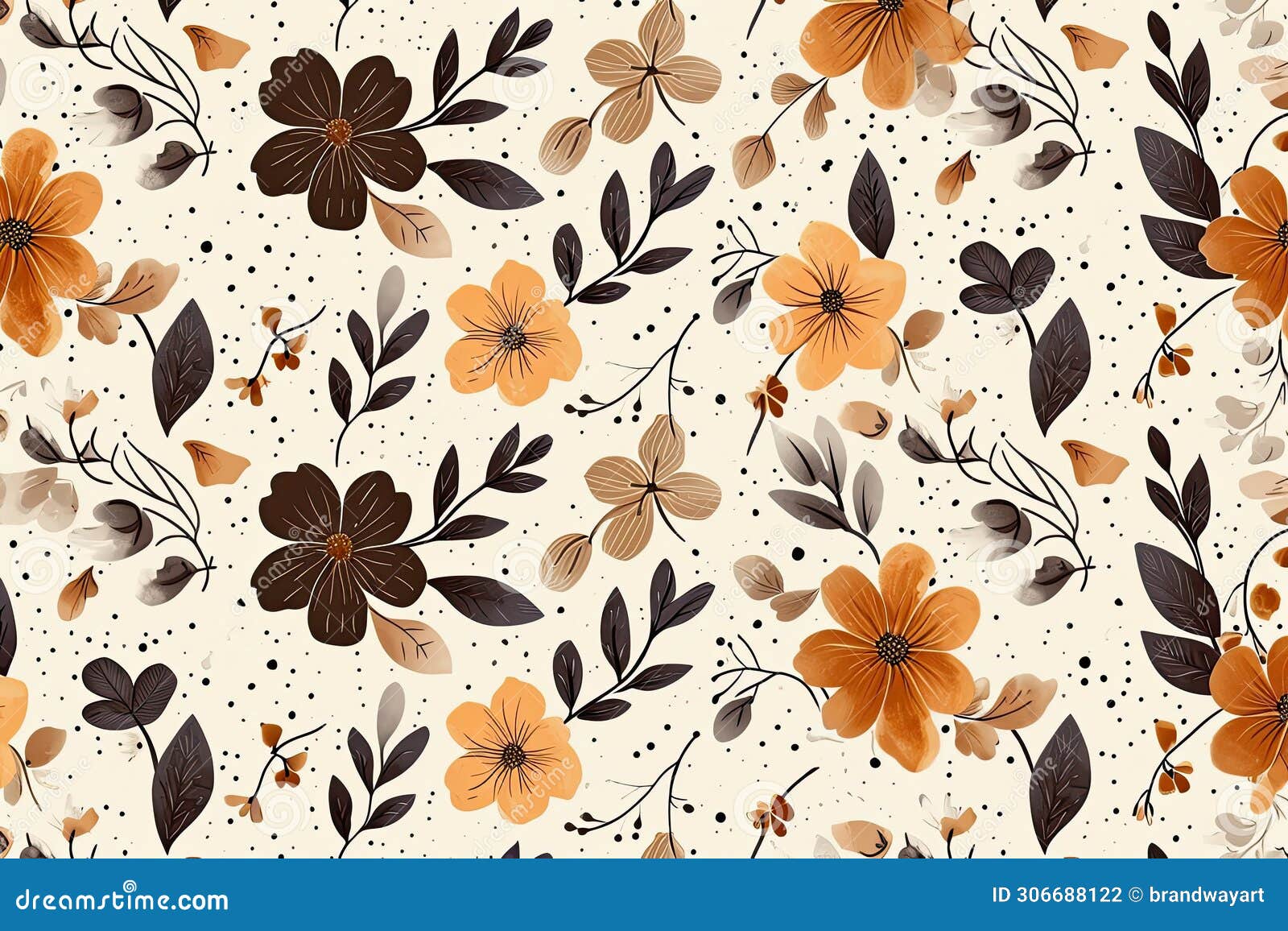 Orange & Brown Flowers on White Background Stock Illustration ...