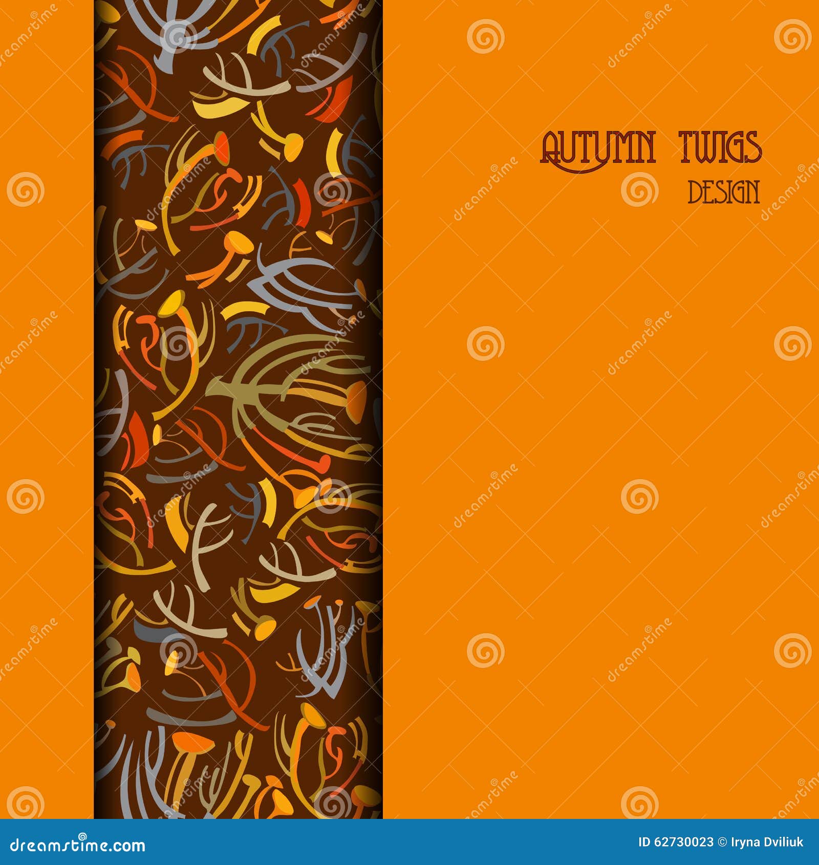 Orange Brown Vertical Border Design. Vertical Strip Of Twigs Pattern ...