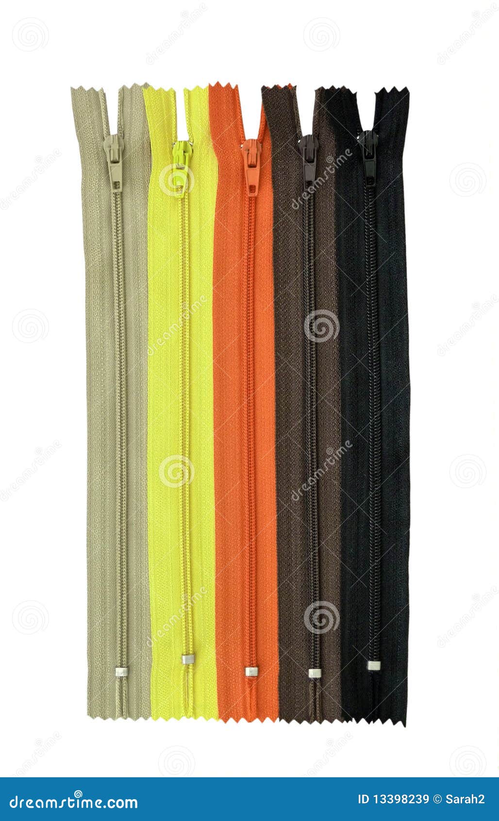 Orange and brown zips stock image. Image of mending, colours - 13398239