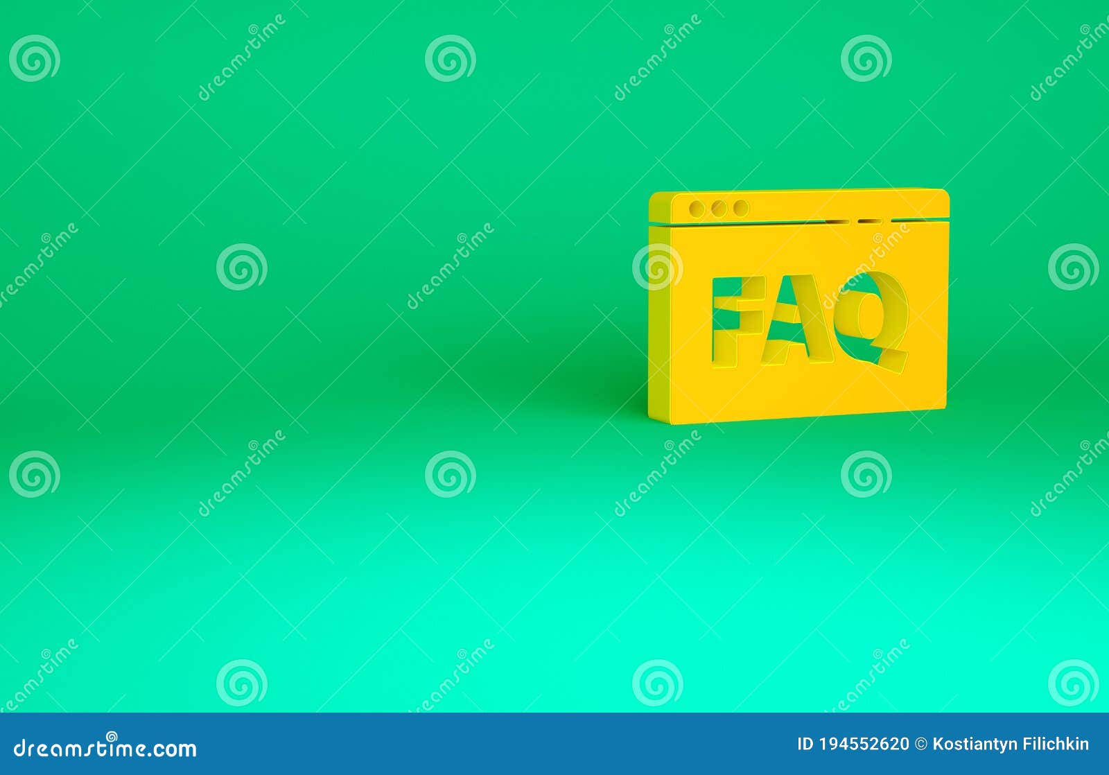 Orange Browser FAQ Icon Isolated on Green Background. Internet ...