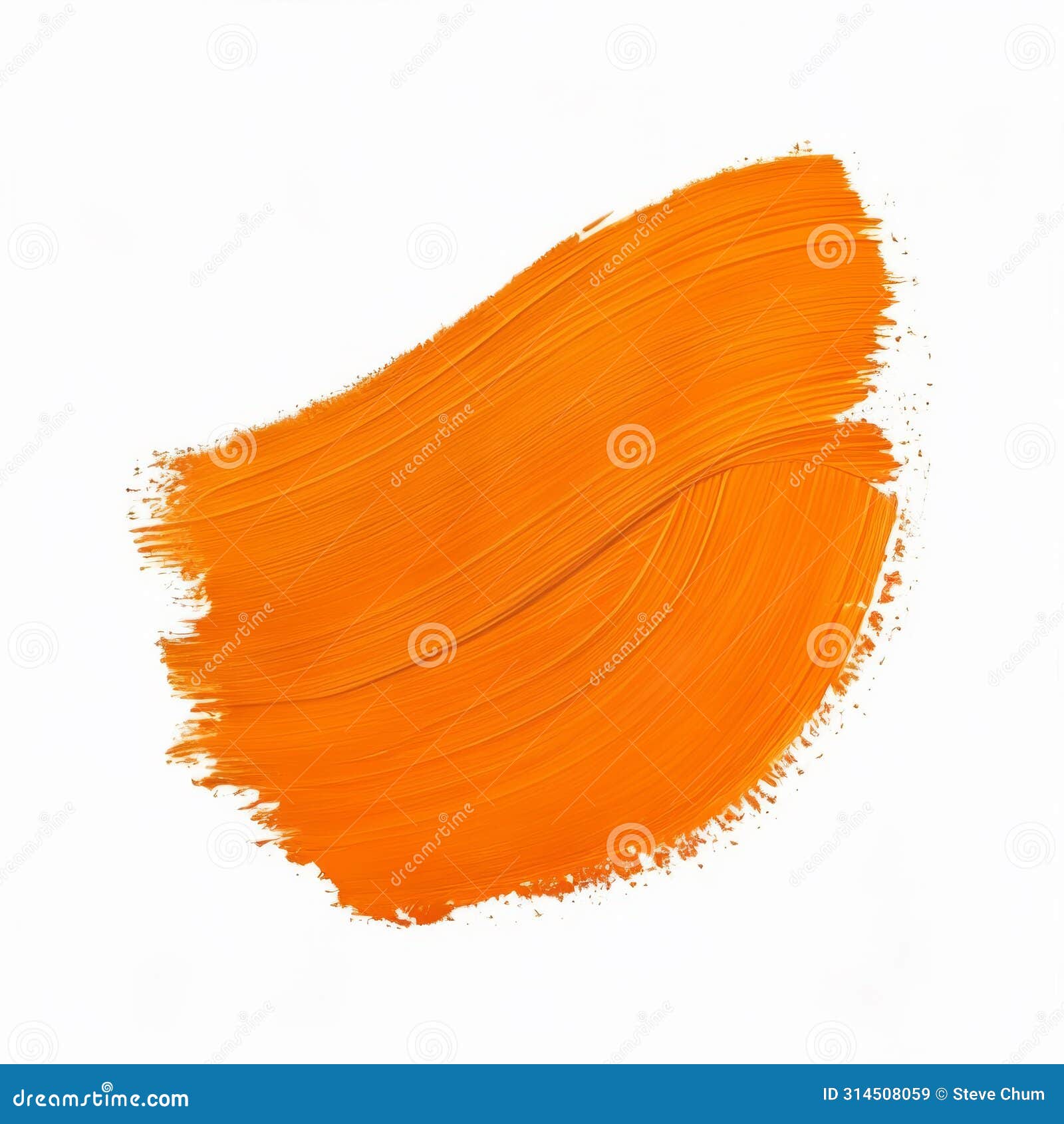 Orange Brush Stroke Isolated on White Background. Abstract Hand Drawn ...