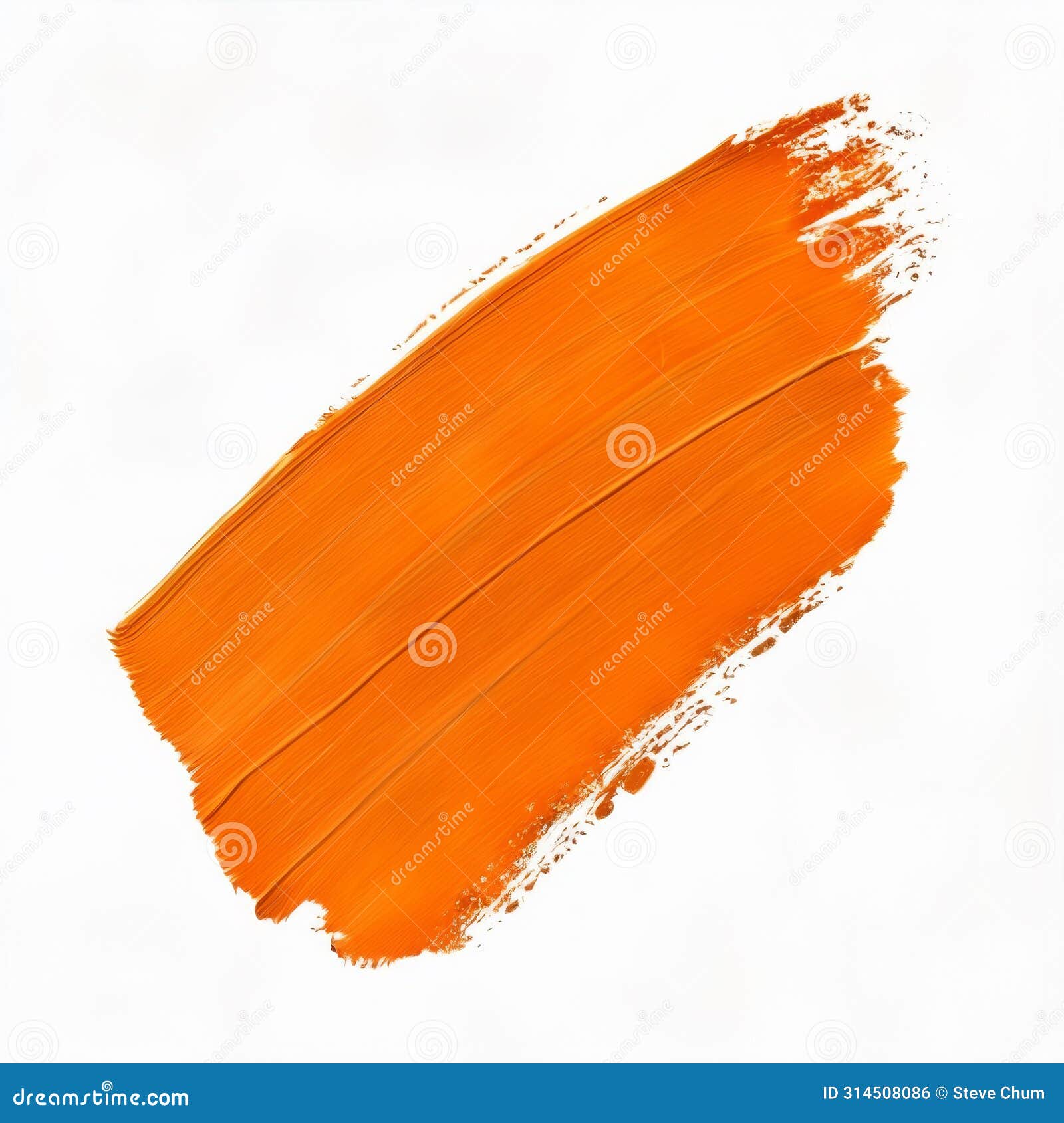 Orange Brush Stroke Isolated on White Background. Abstract Hand Drawn Art Stock Illustration ...