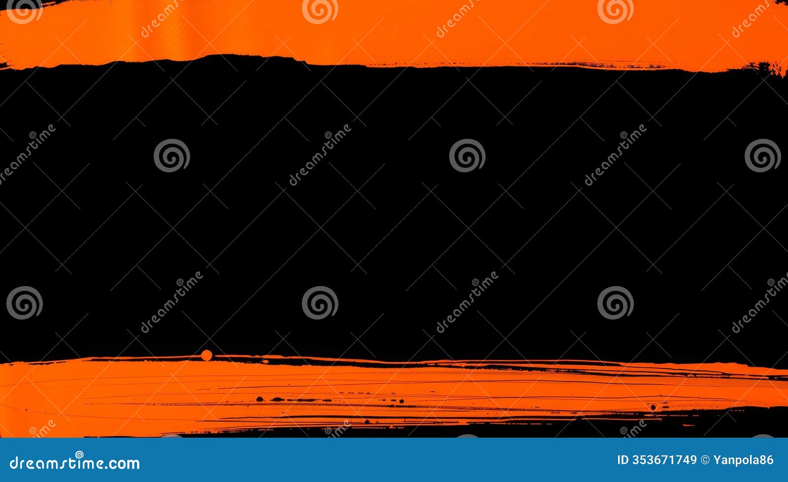 Orange Brushstroke Borders on Black Background, Bold and Dramatic Stock ...