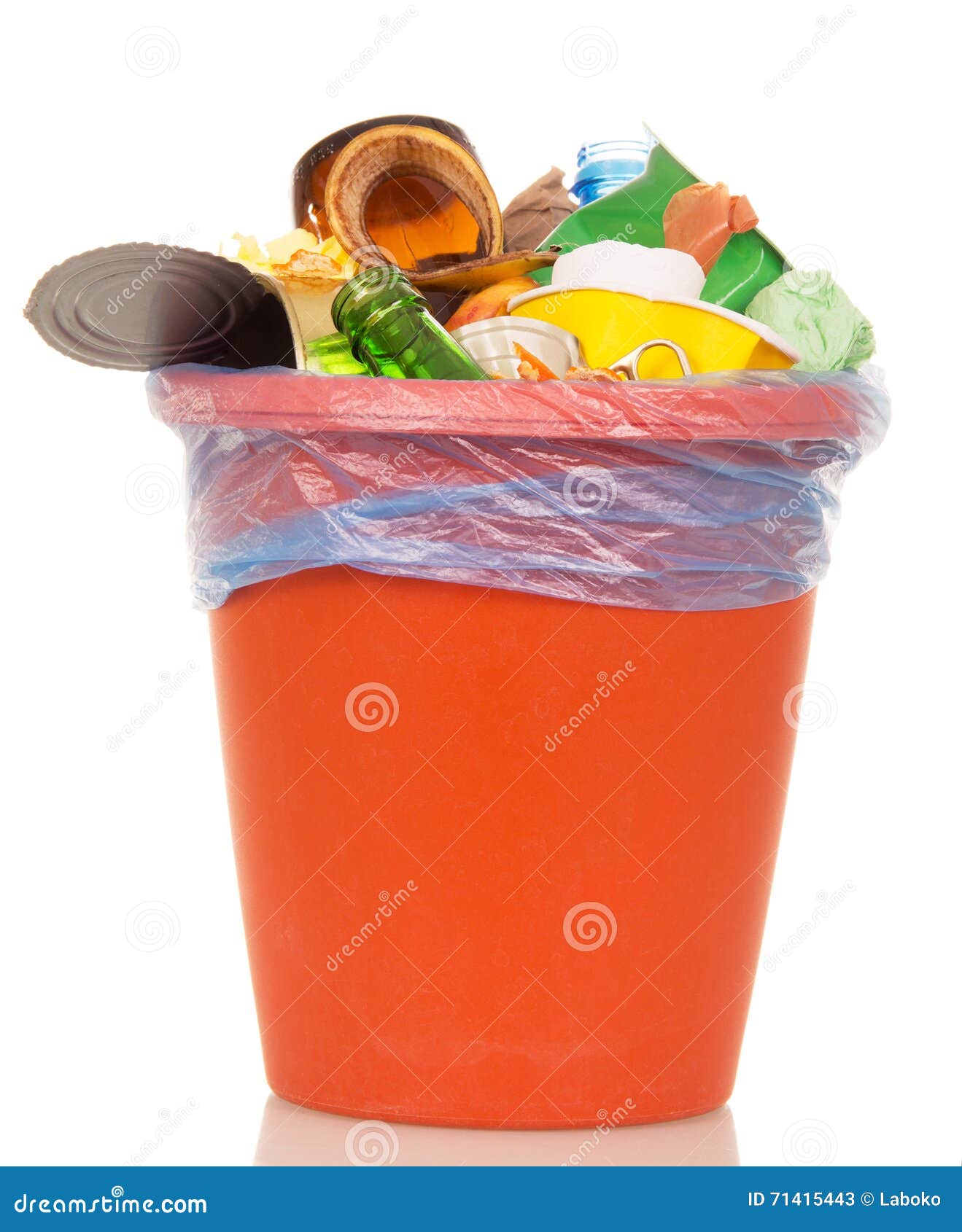 Orange Bucket with Household Waste Isolated on White Stock Image ...