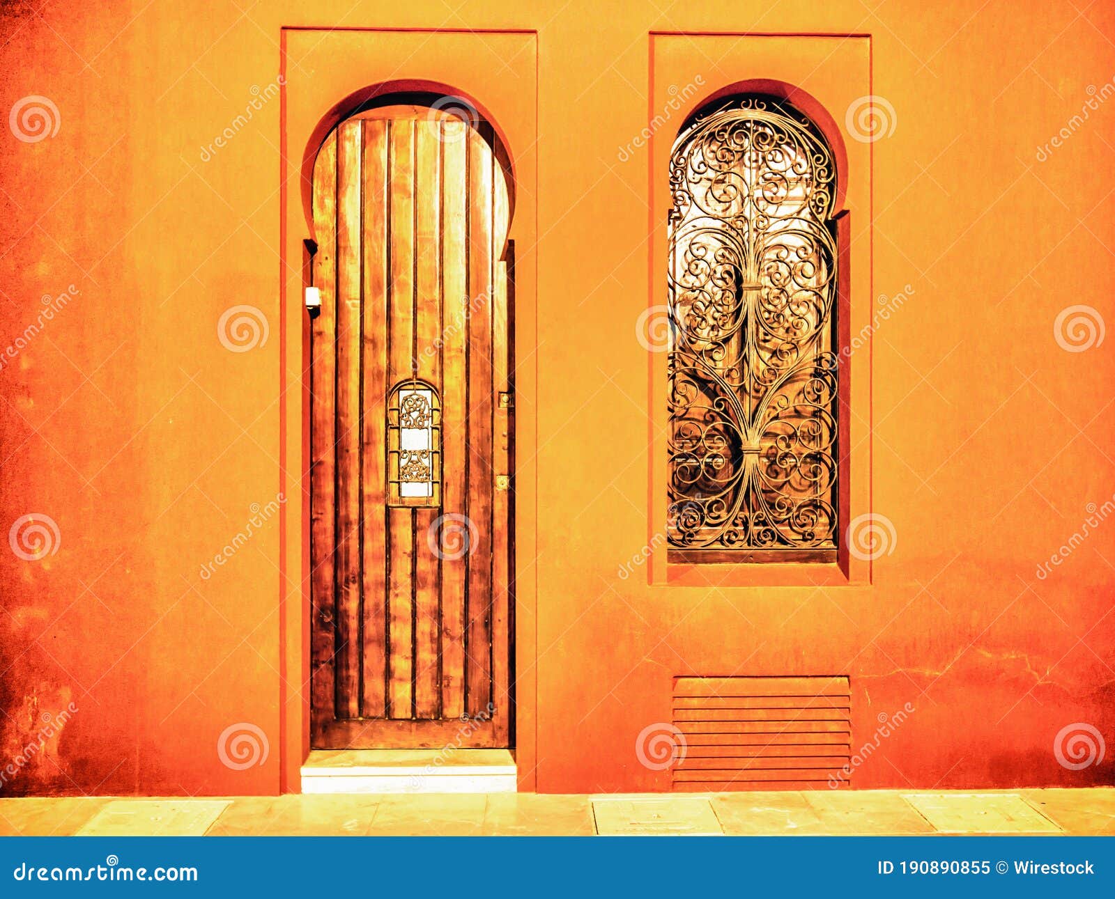 Orange Building with an Arabic Facade Design Stock Image - Image of ...