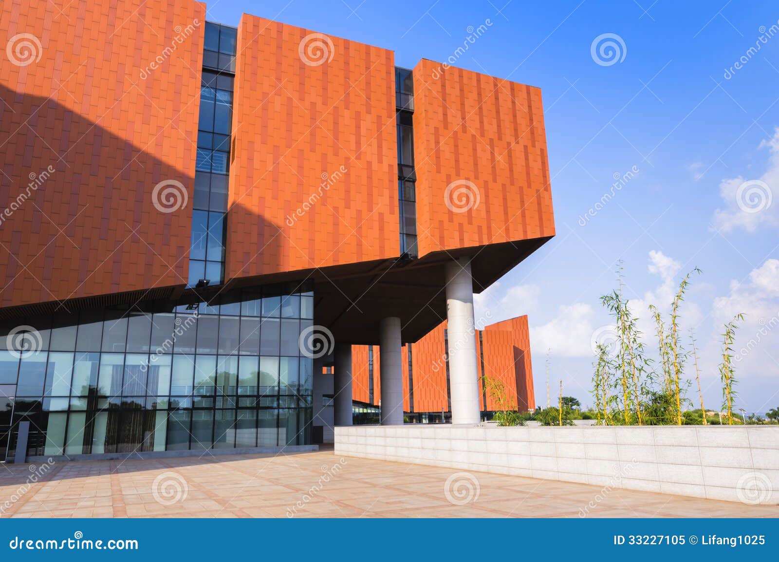 Orange building stock image. Image of highrise, clock - 33227105