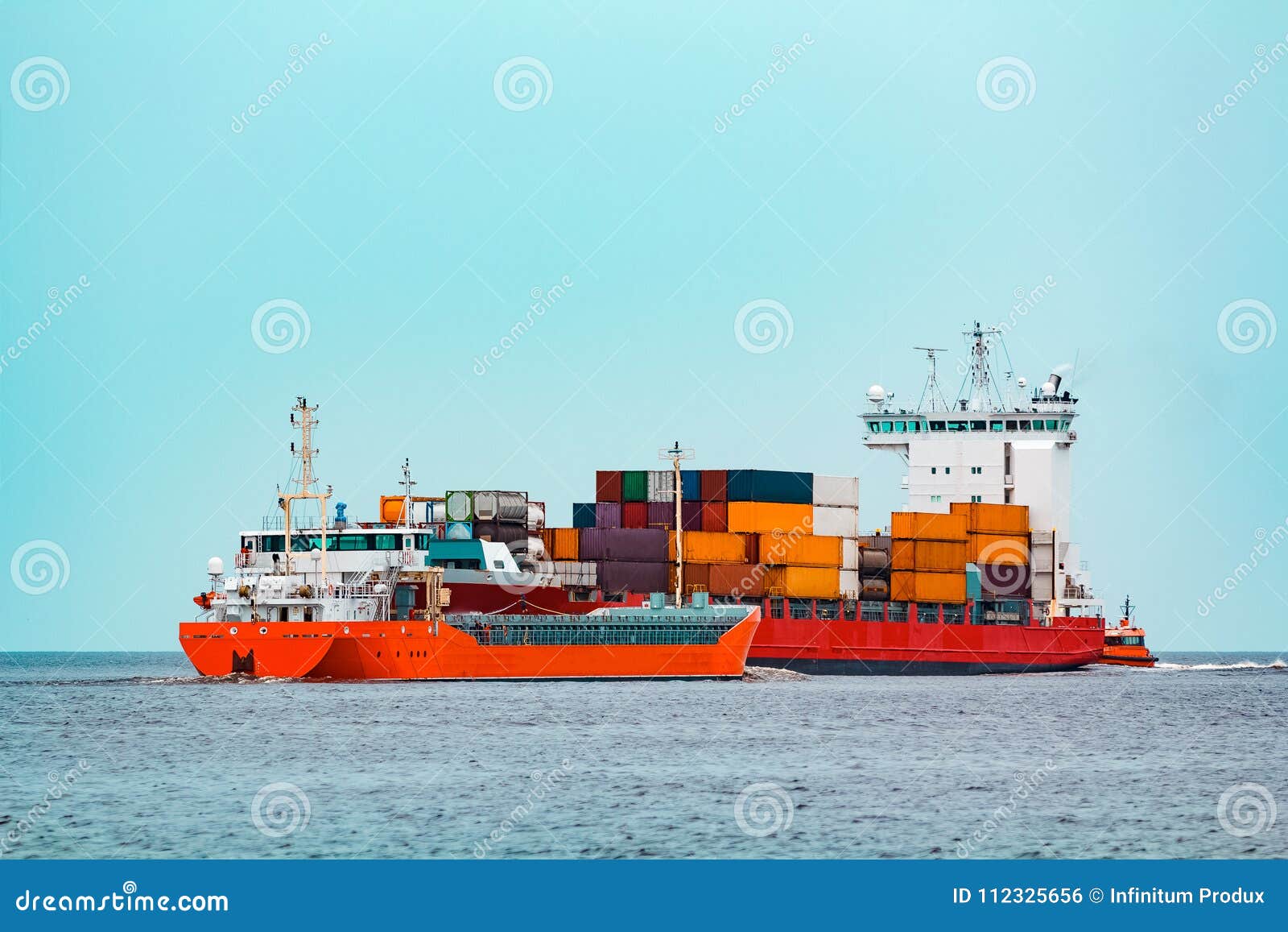 Orange cargo ship stock photo. Image of delivering, europe - 112325656