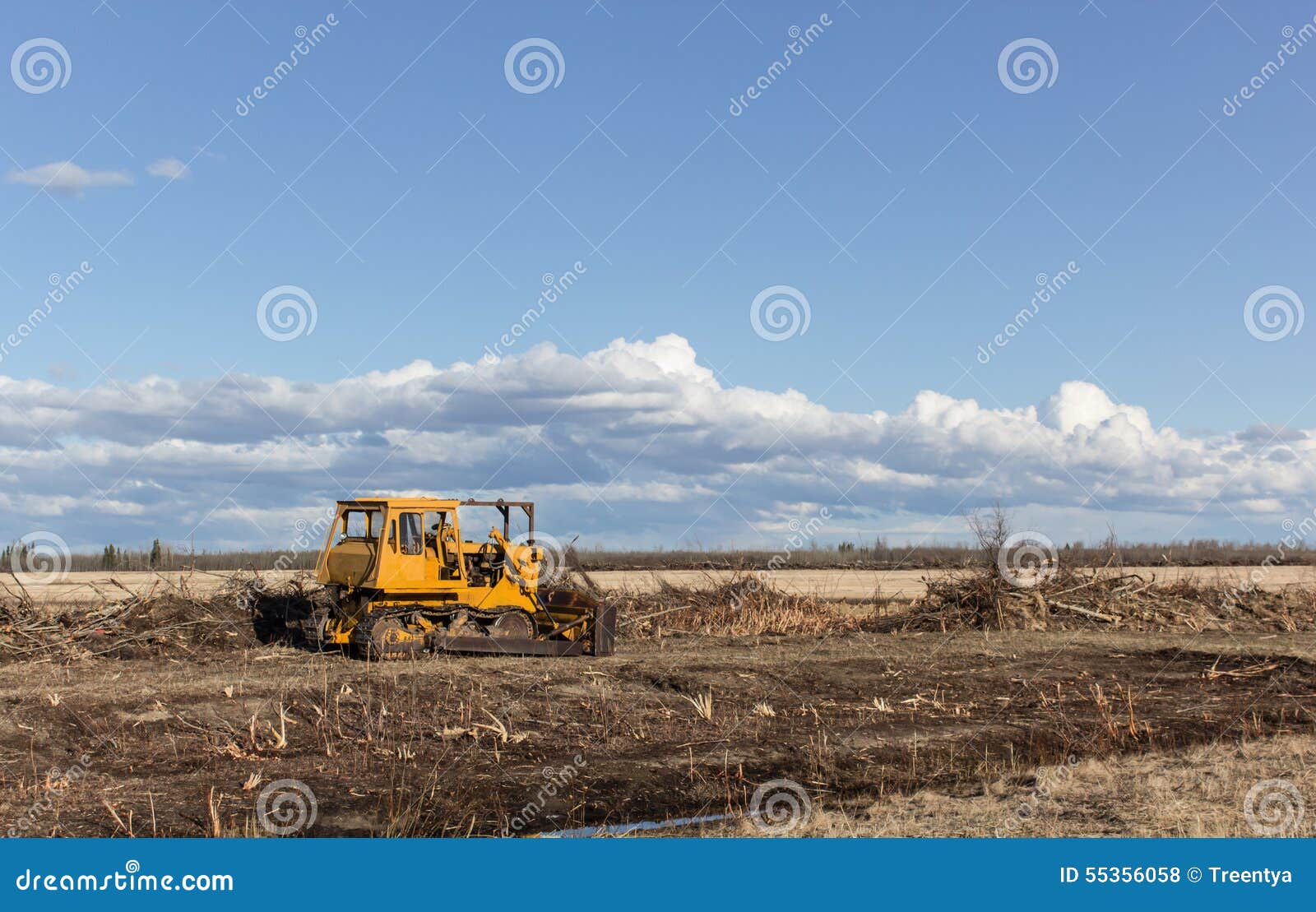Orange bulldozer stock photo. Image of blue, dirt, excavation - 55356058