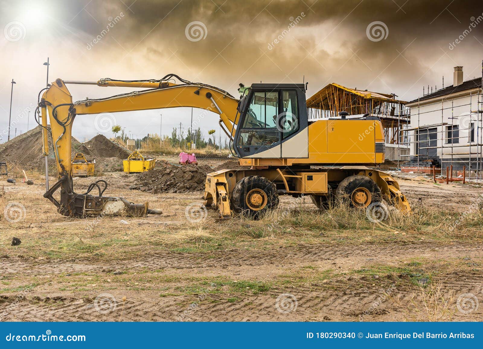 An Orange Bulldozer at a Construction Site Stock Photo - Image of power ...