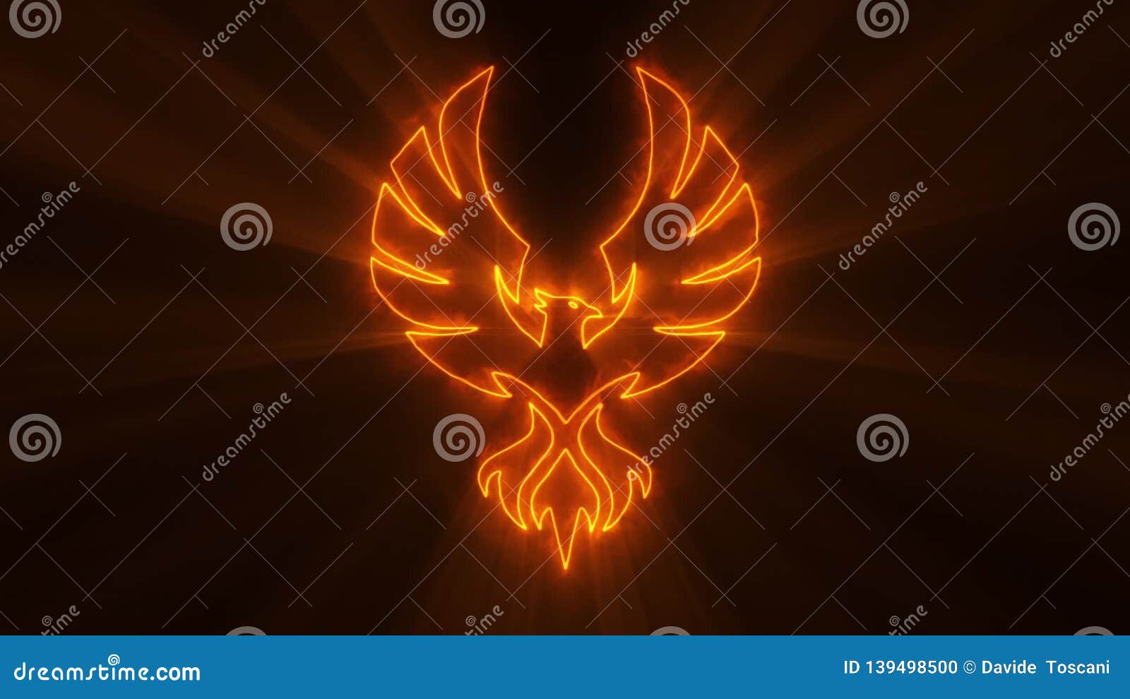 Orange Burning Phoenix Logo with Light Rays Loop Graphic Element Stock ...