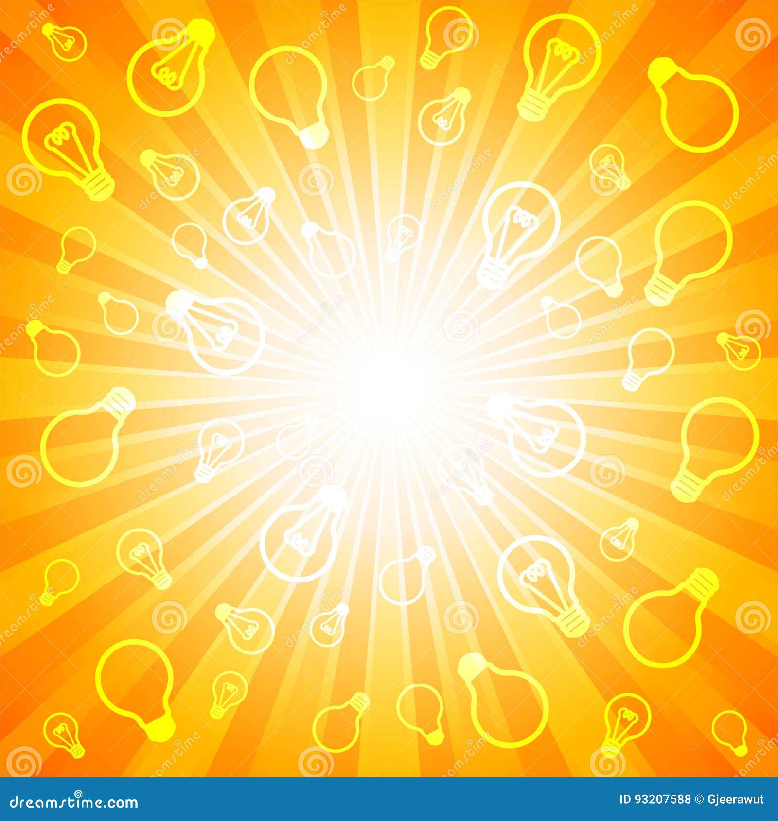 Orange Burst with Variety White Light Bulb for Abstract Design ...