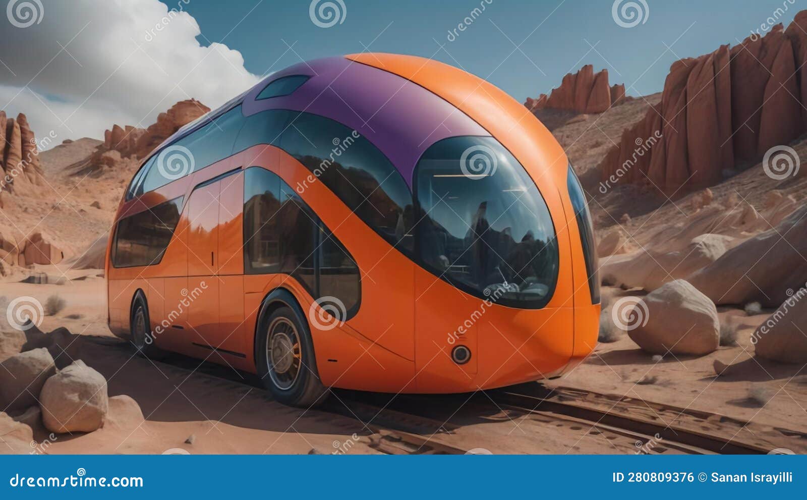 Orange Bus in the Desert. Generative Ai Stock Illustration ...