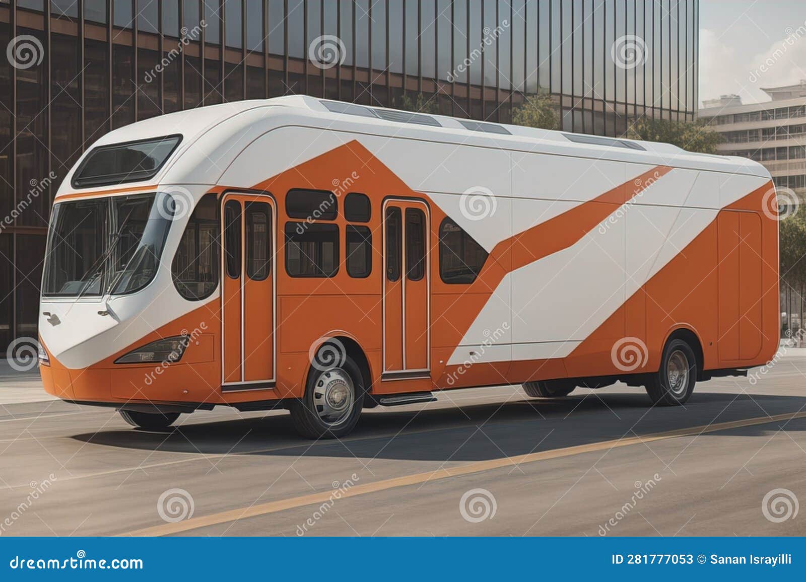 An Orange Bus on the Road in the City. Generative Ai Stock Illustration ...
