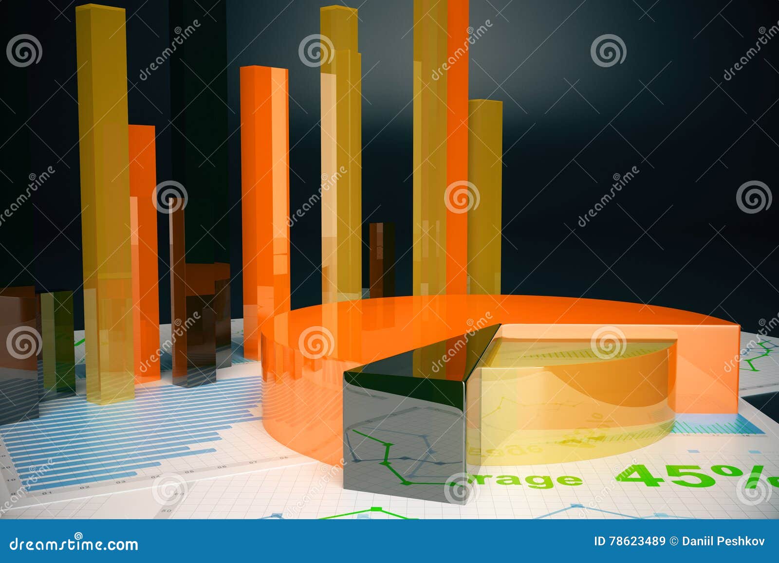 Orange business graphs stock illustration. Illustration of information ...