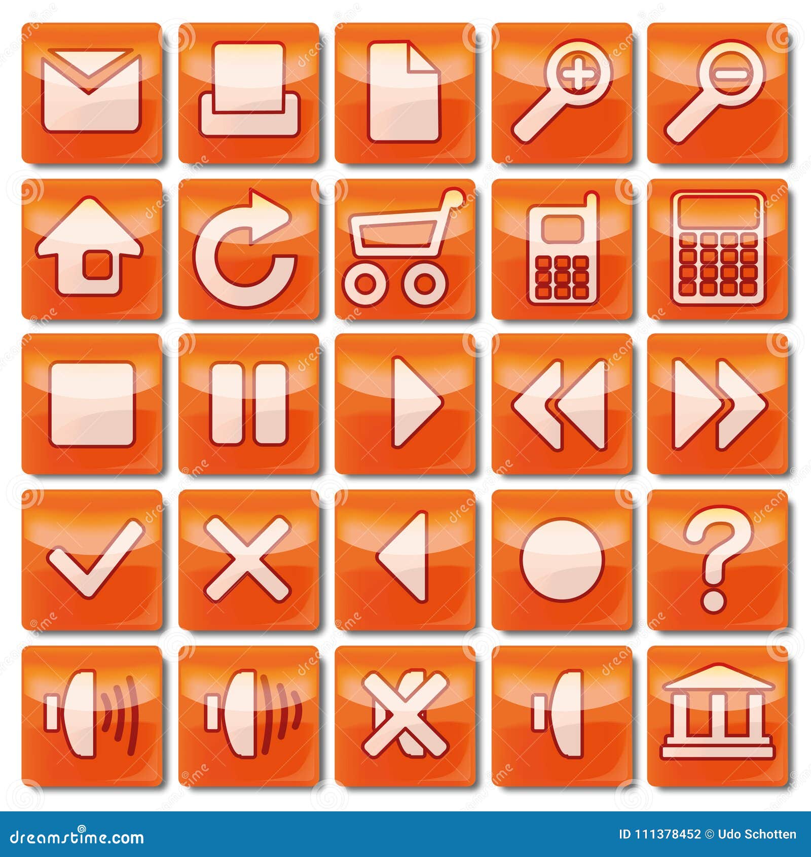 Orange web Icons 1-25 stock vector. Illustration of diagram - 111378452
