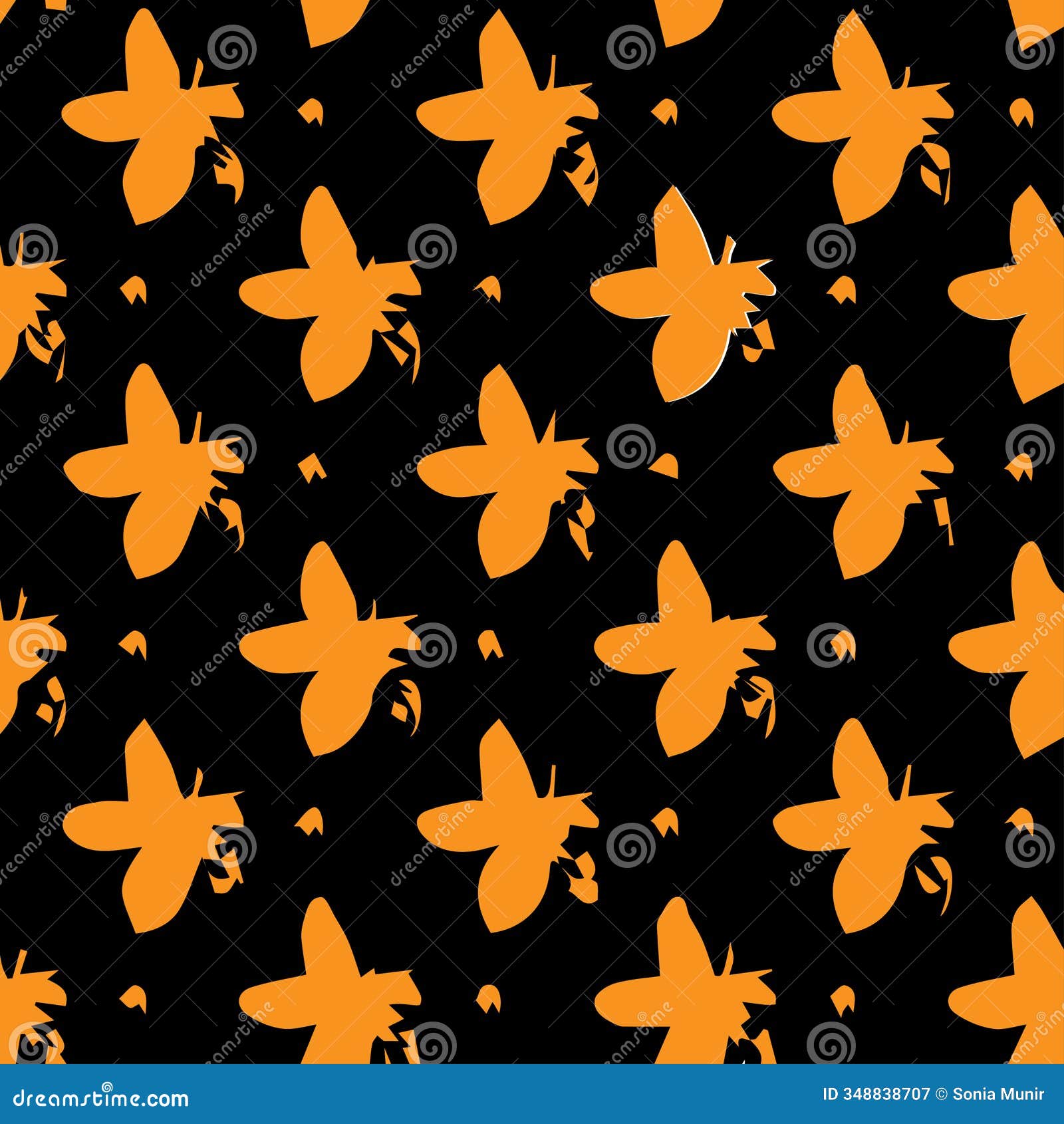 Orange Butterflies on Black Background,, Stock Vector - Illustration of ...