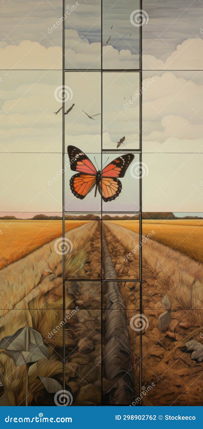 Colorful Butterfly Tile Painting with Realistic Landscapes and Soft ...