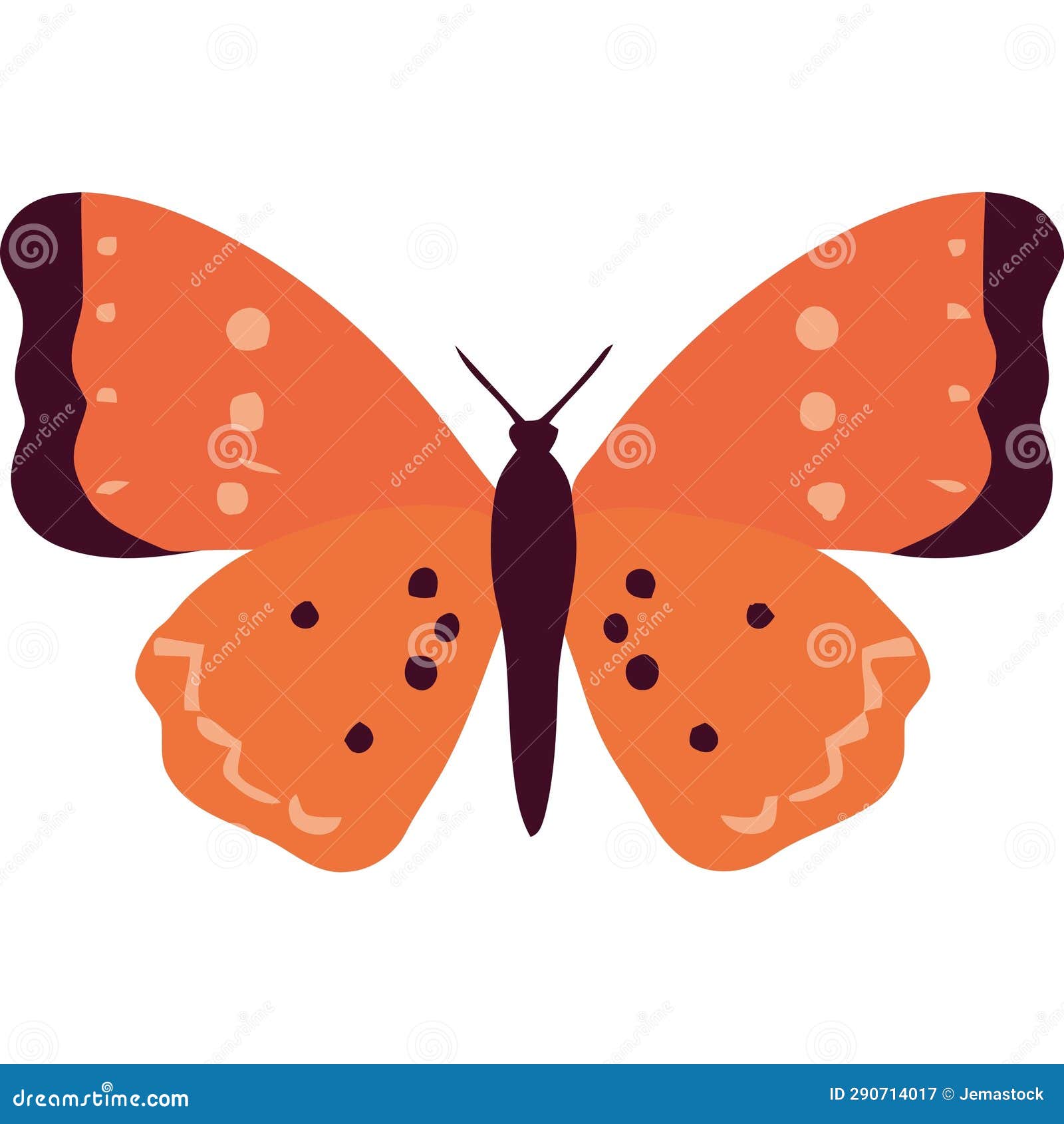 Orange Butterfly with Wings Open Stock Vector - Illustration of vector ...